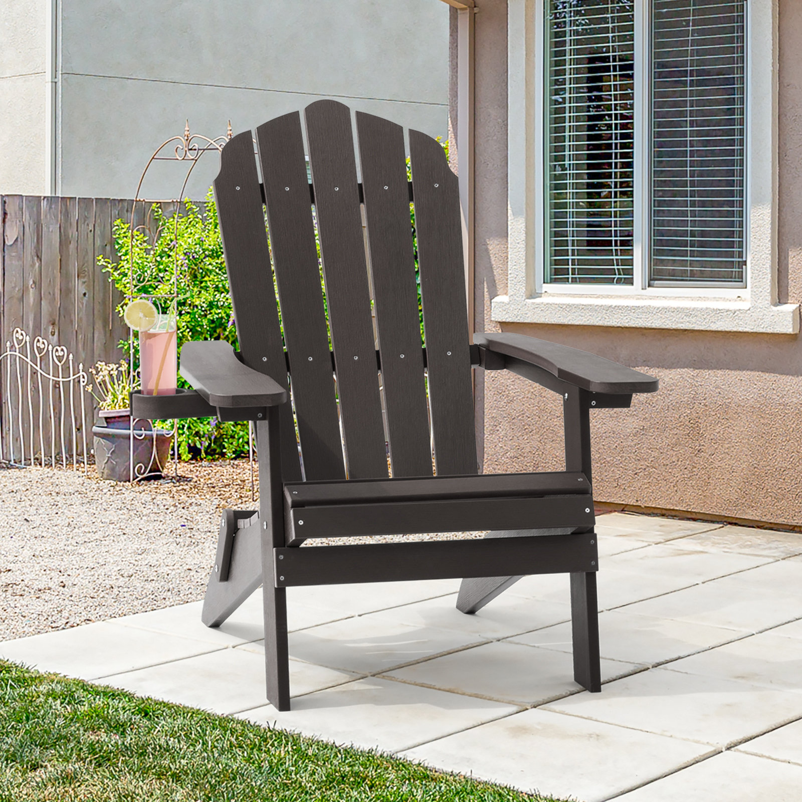 Rosecliff Heights Benone Folding Adirondack Chair Ergonomic Chair for ...