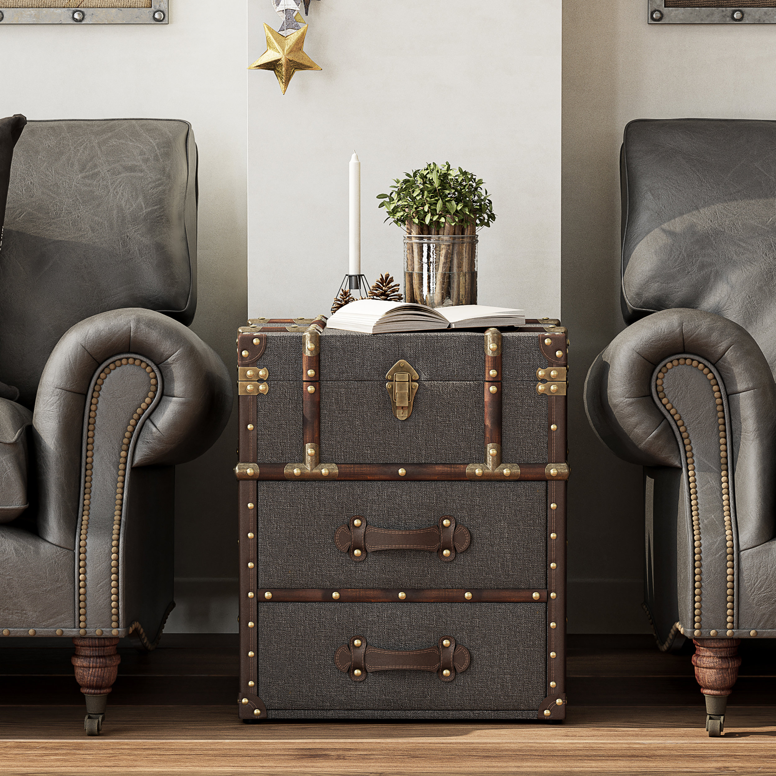 Winston Porter Lannigan Vintage Storage Chest with Buckle Hinged Top ...