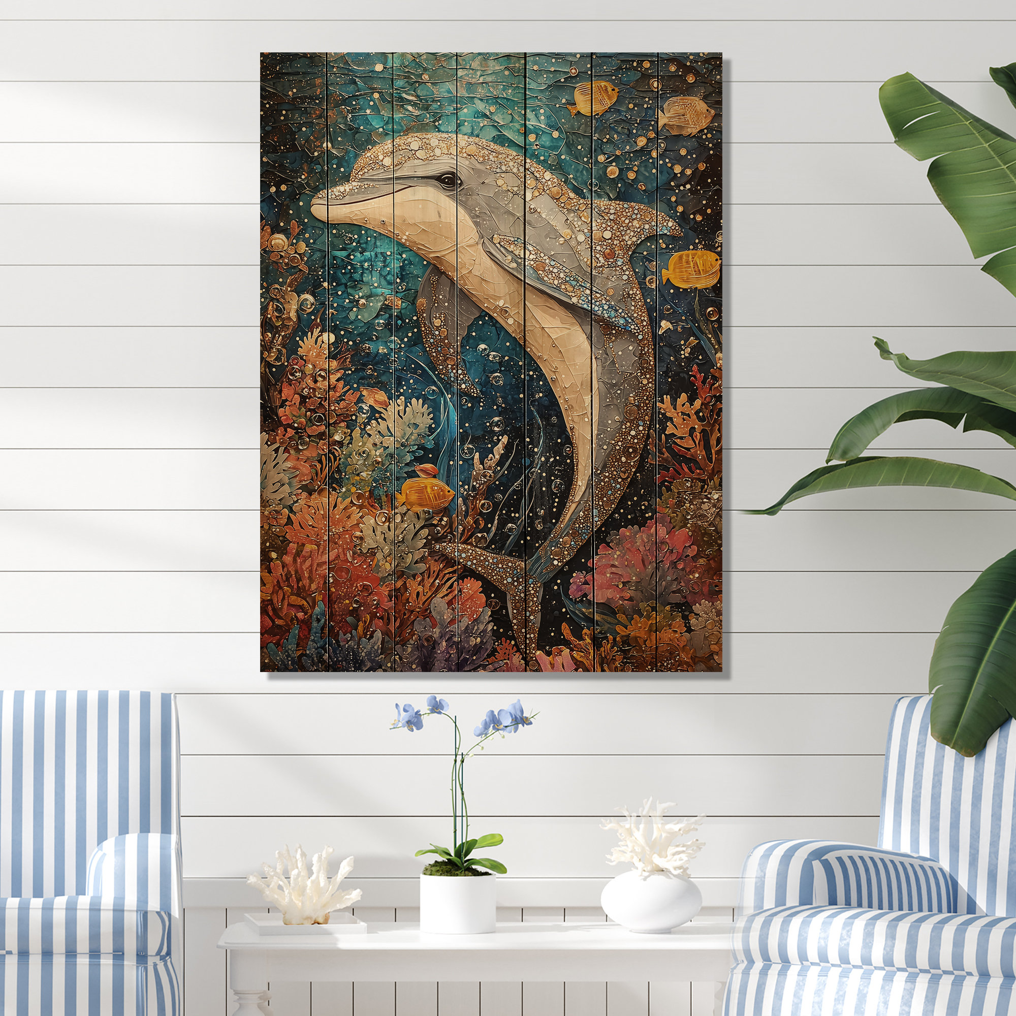 Ophelia & Co. Dance Of The Dolphin Above A Coral II - Animals Dolphin ...