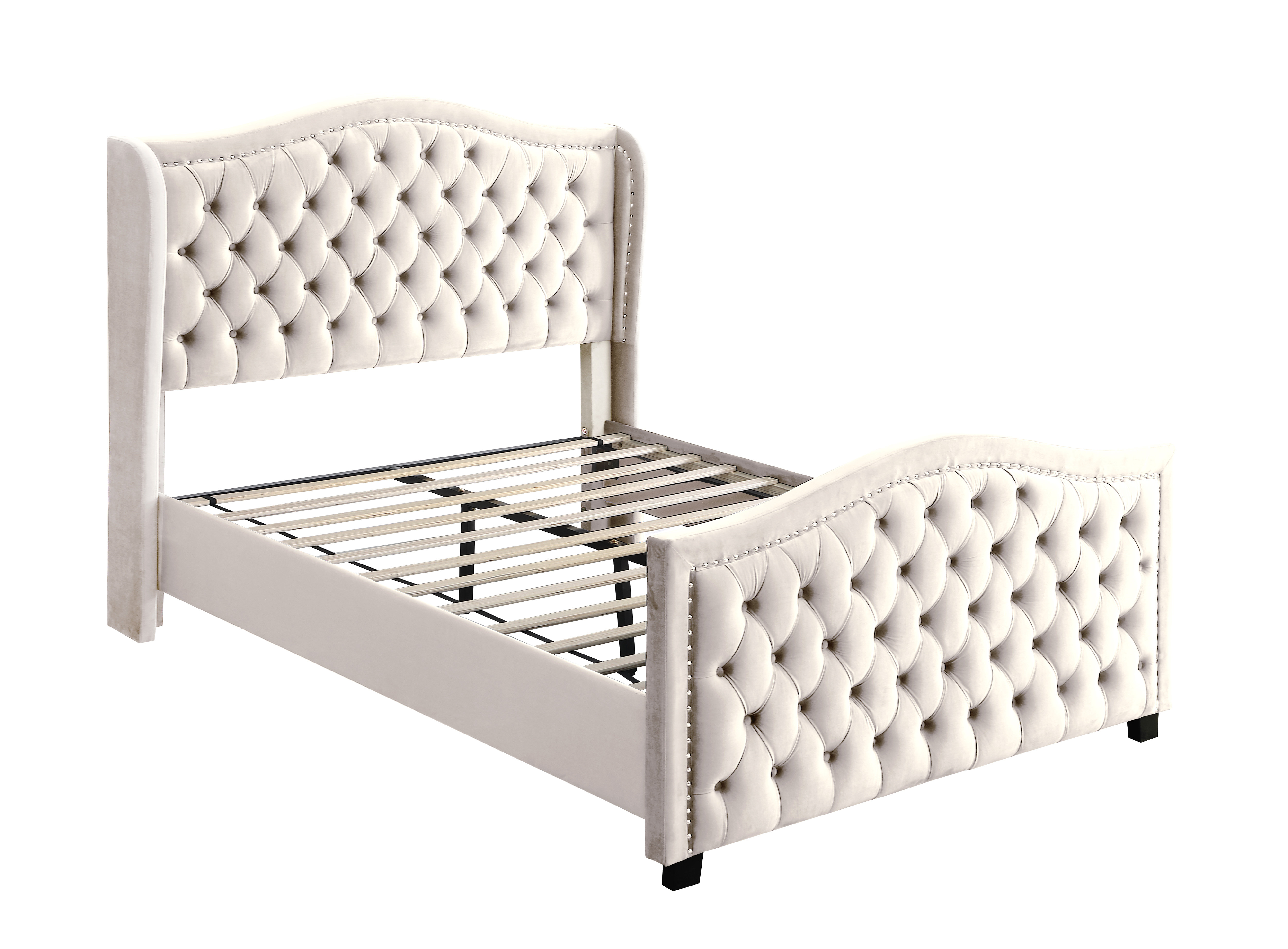 Red Barrel Studio® Velvet Tufted Upholstered Wingback Platform BedFrame ...