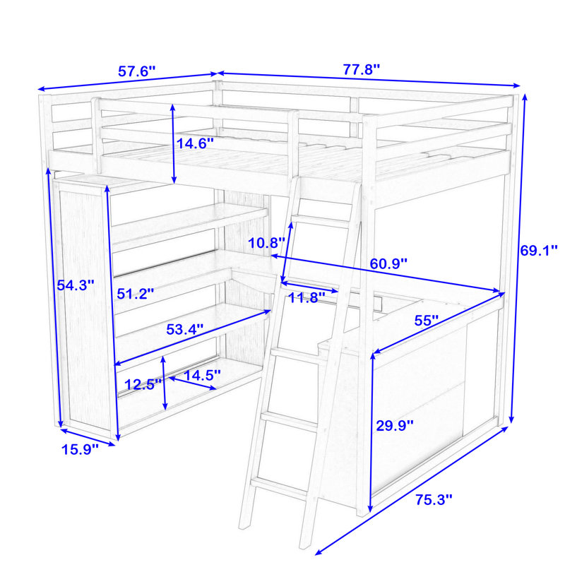 Harriet Bee Hadees Full Platforms Loft Bed with Built-in-Desk by ...