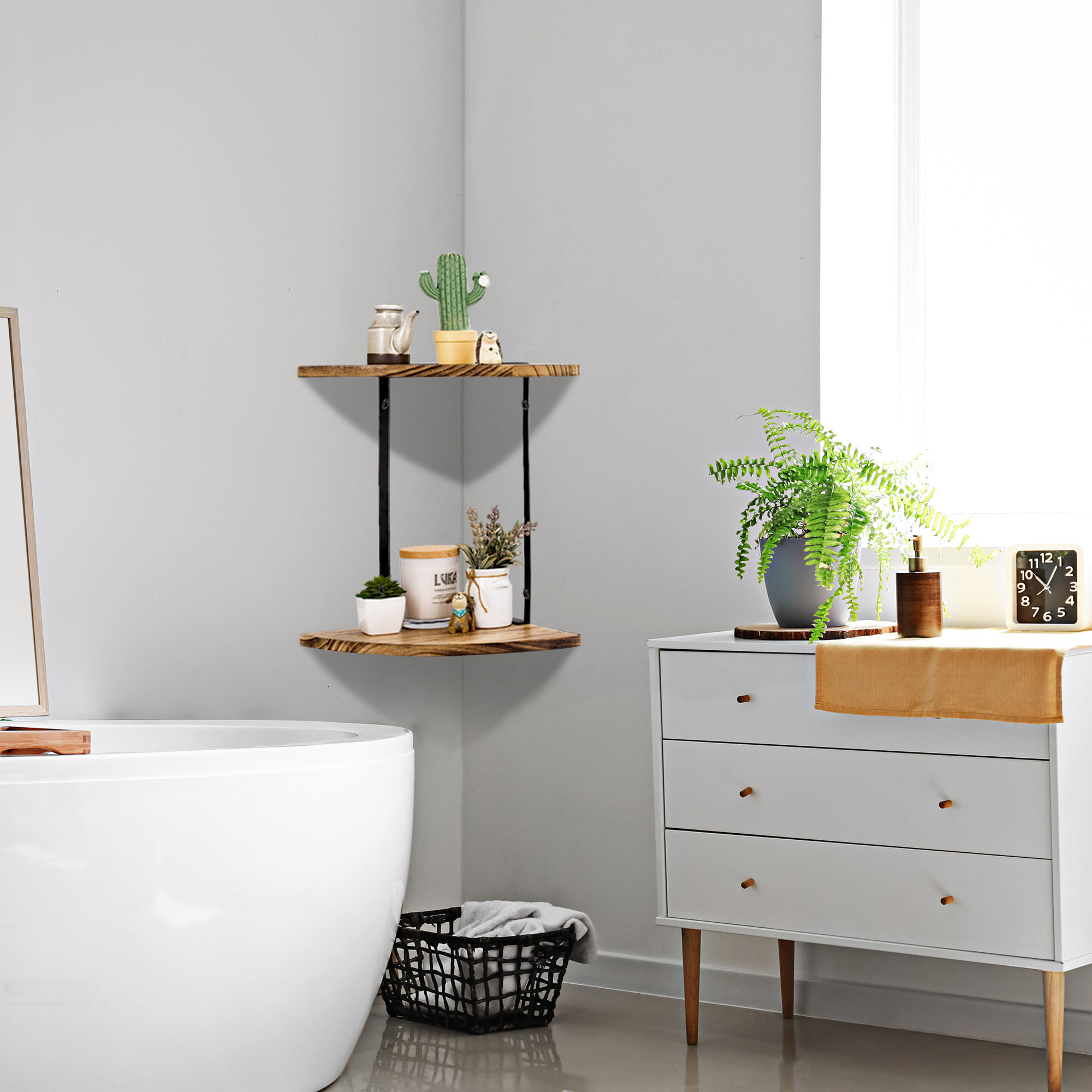 17 Stories Triangle Solid Wood Corner Shelf | Wayfair