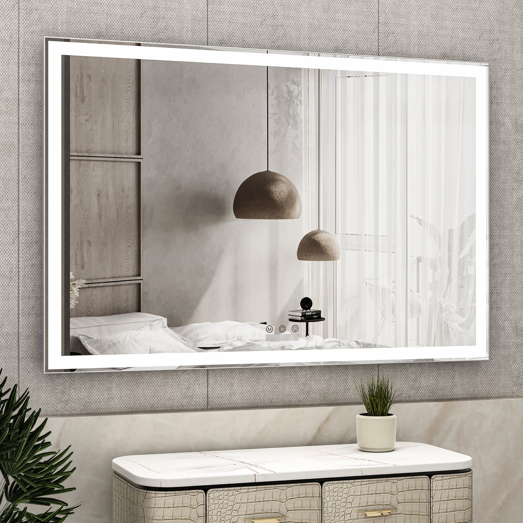 Latitude Run® 60X40 Inch Bathroom Mirror With Led , Waterproof ...