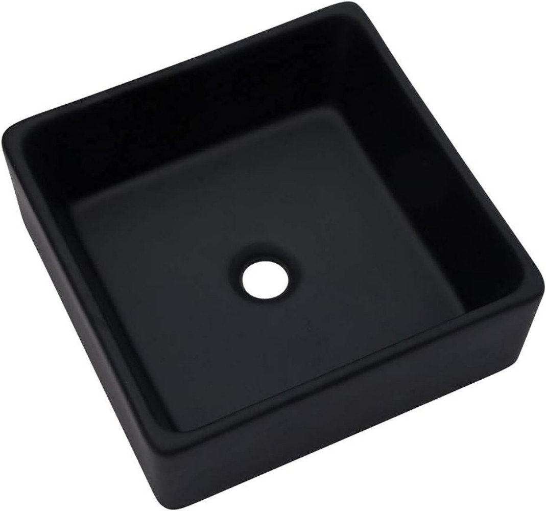 Shimano 15 Inch Black Bathroom Vessel Sink 15X15 In Square Above ...