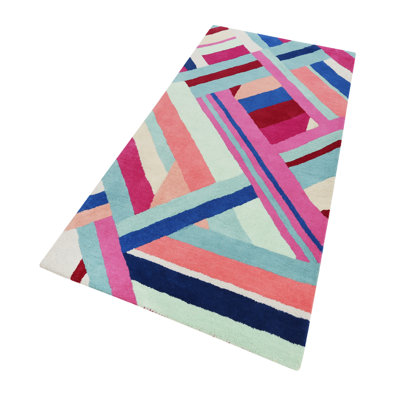 Ebern Designs Herron Handmade Wool Pink Rug | Wayfair.co.uk