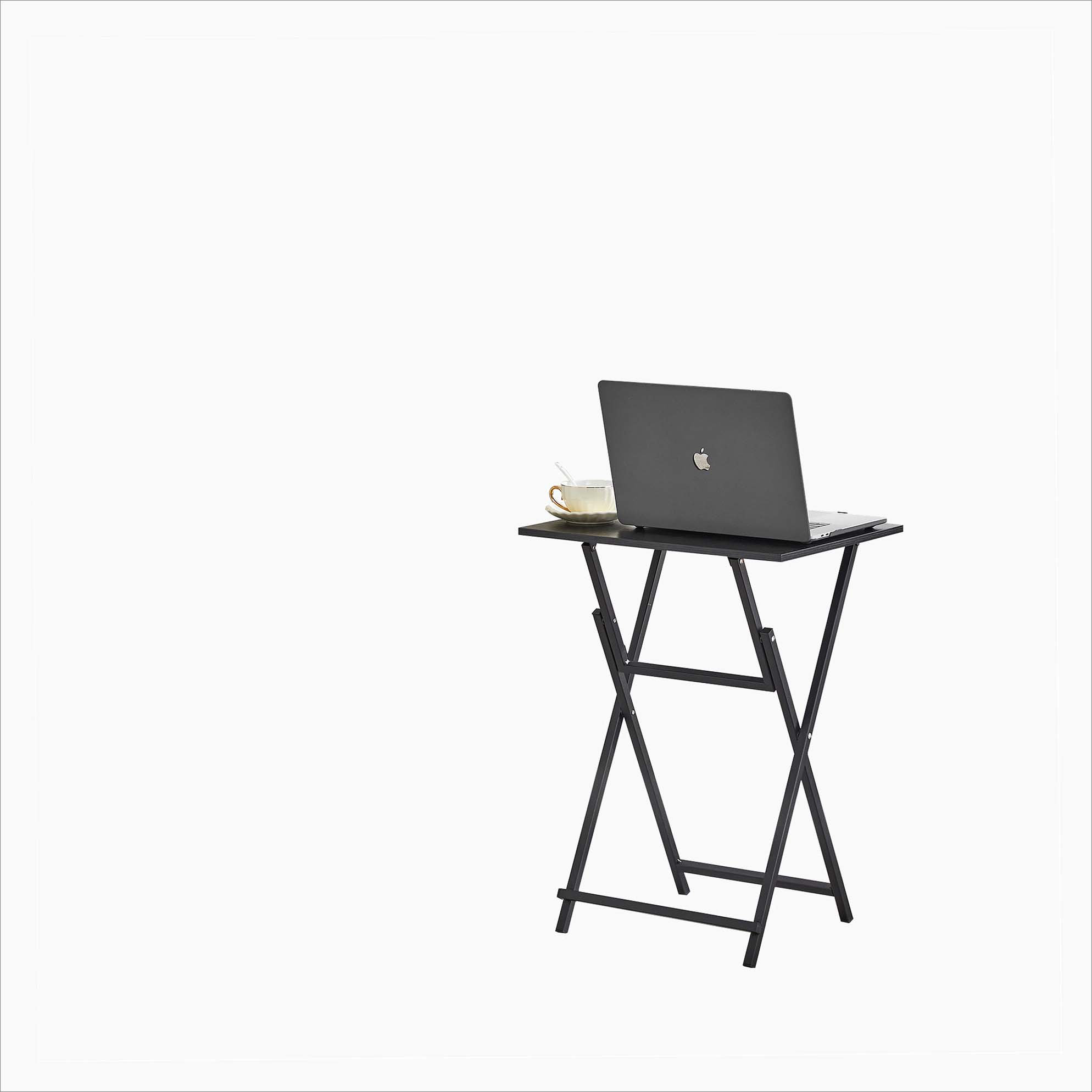 Ebern Designs Black 2-Piece Folding TV Tray Table No Assembly Required ...