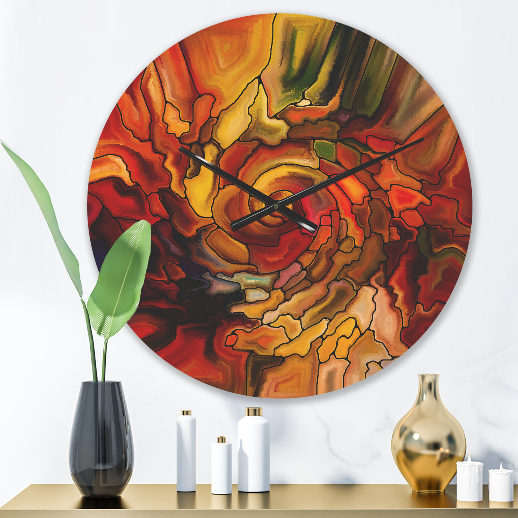East Urban Home Illusions of Stained Glass Wall Clock | Wayfair
