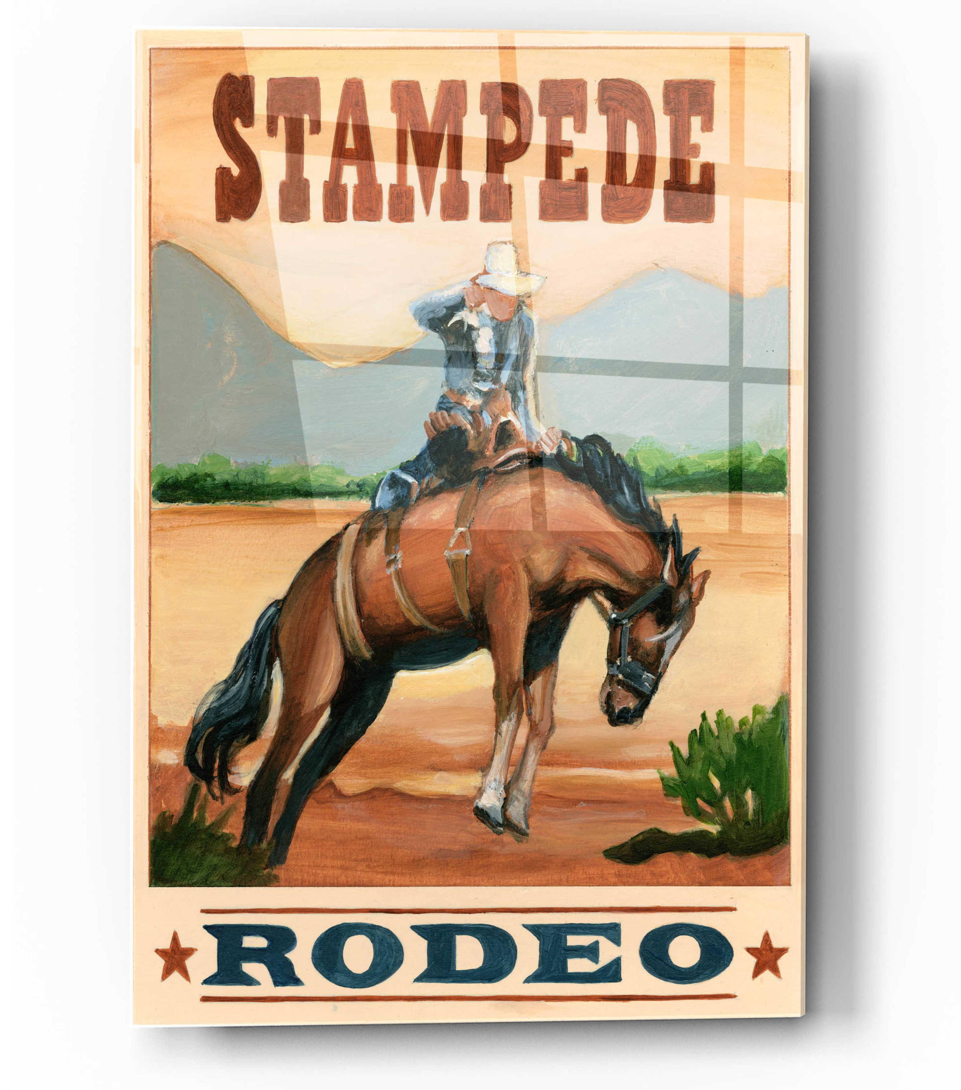 Trinx 'Stampede Rodeo' By Ethan Harper, Acrylic Glass Wall Art, 24"X36 ...