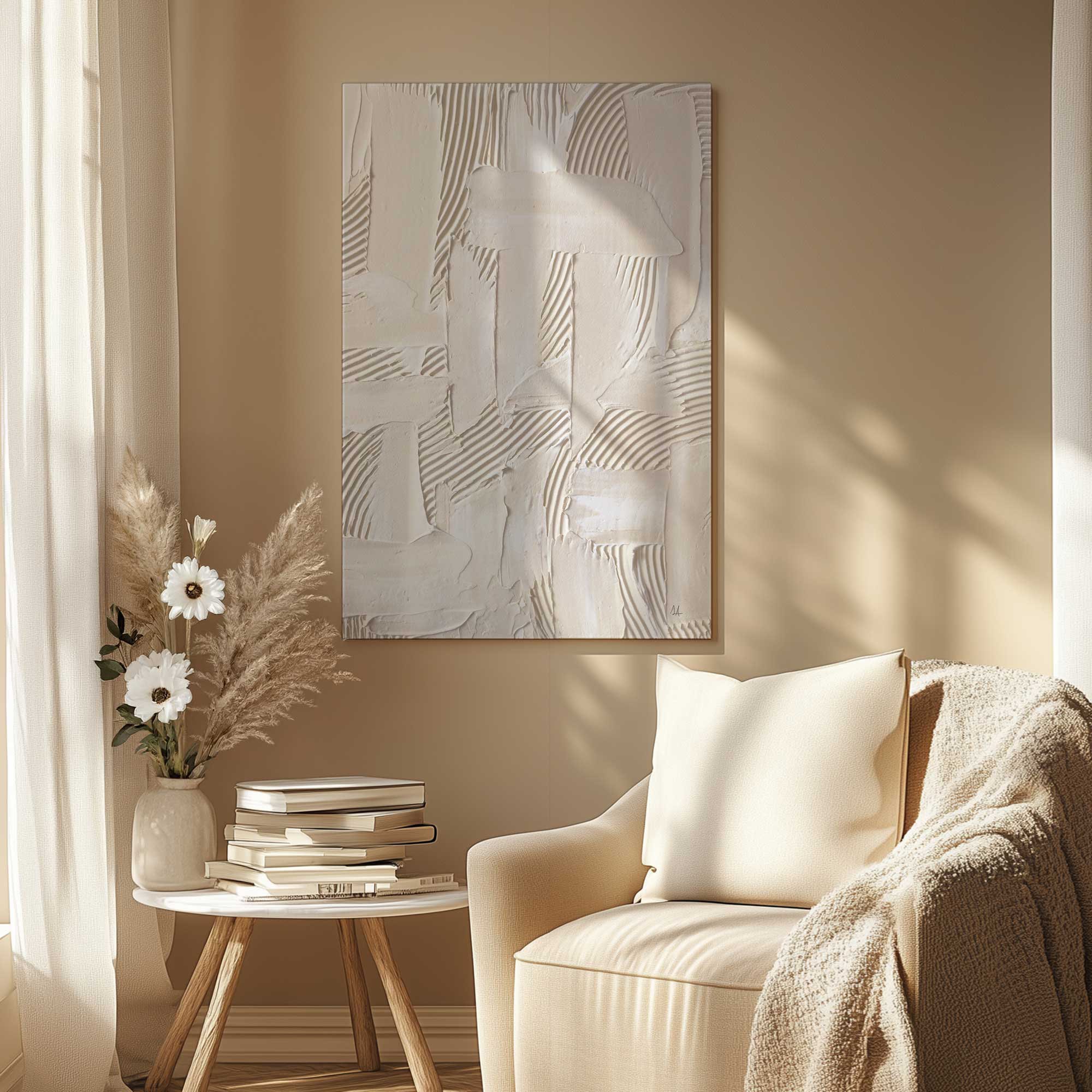 Wrought Studio™ Neutral Brushstroke Harmony Canvas Print | Wayfair