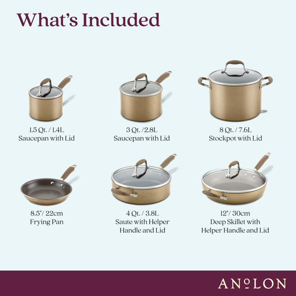 Anolon Advanced Home Hard Anodized Nonstick Cookware Set, 11 Piece ...