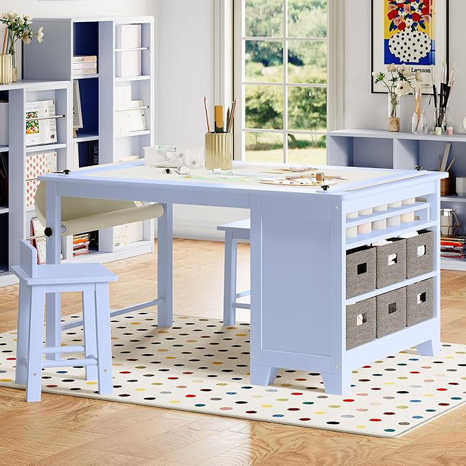 Harriet Bee Jalill Wooden Kids Art Table and Chair Set, with Two Chairs ...