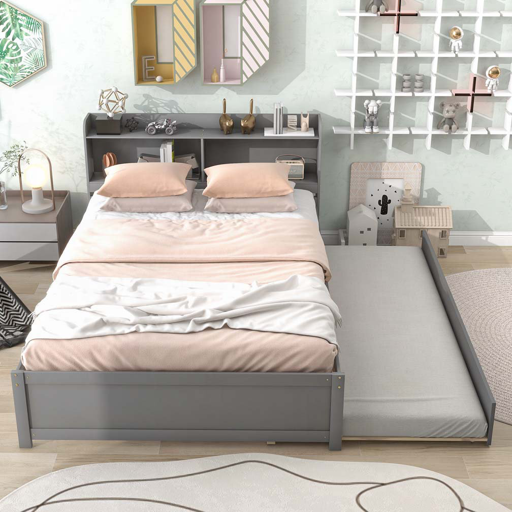Latitude Run® Storage Bed with Trundle,Bookcase | Wayfair