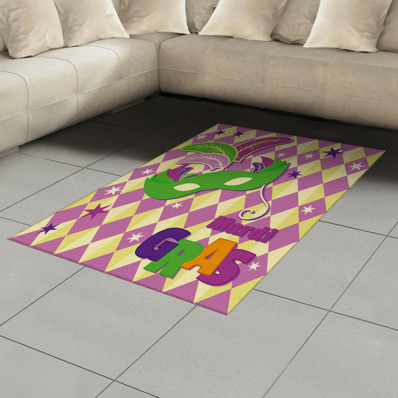 East Urban Home Mardi Gras High Density Long Fiber Poly Threads ...