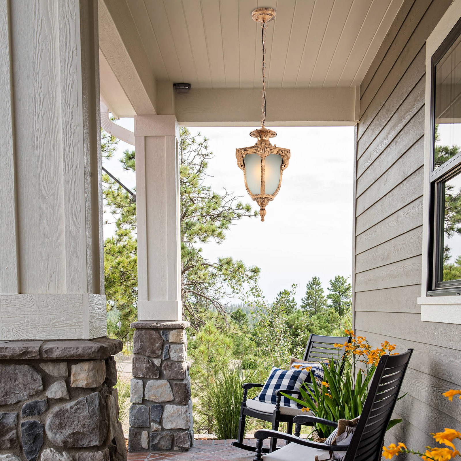 Gracie Oaks Lyco 1 - Light Outside Retro Waterproof Glass Porch Pendant ...