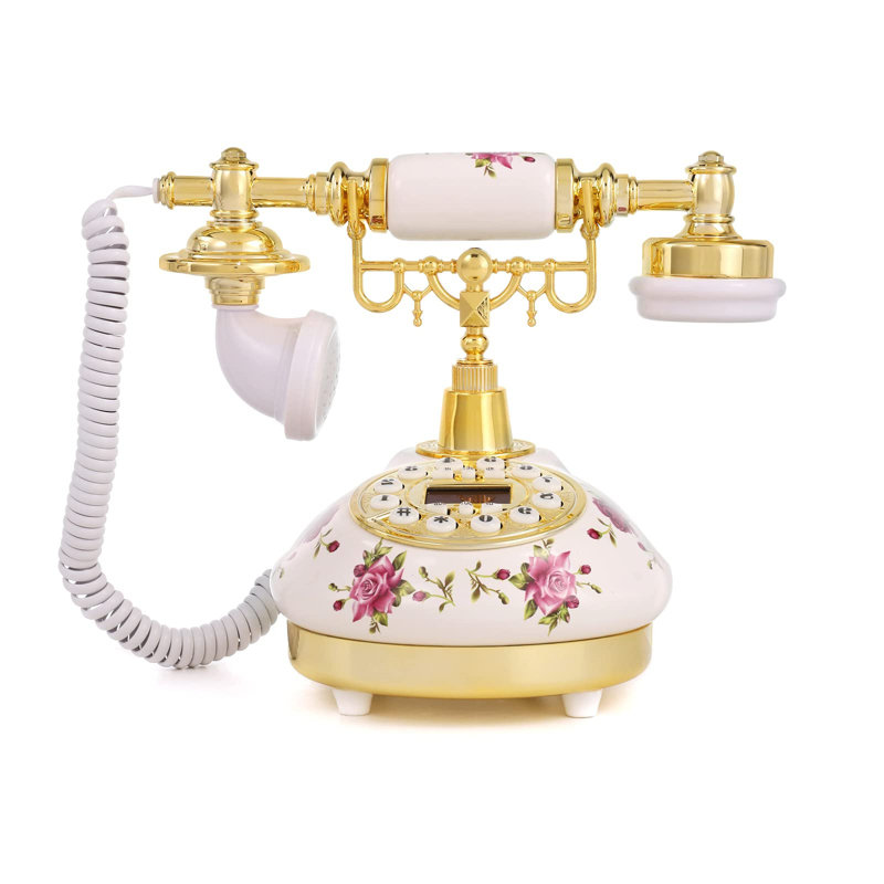 Rosdorf Park Vintage Push Button Dial Decorative Telephone | Wayfair