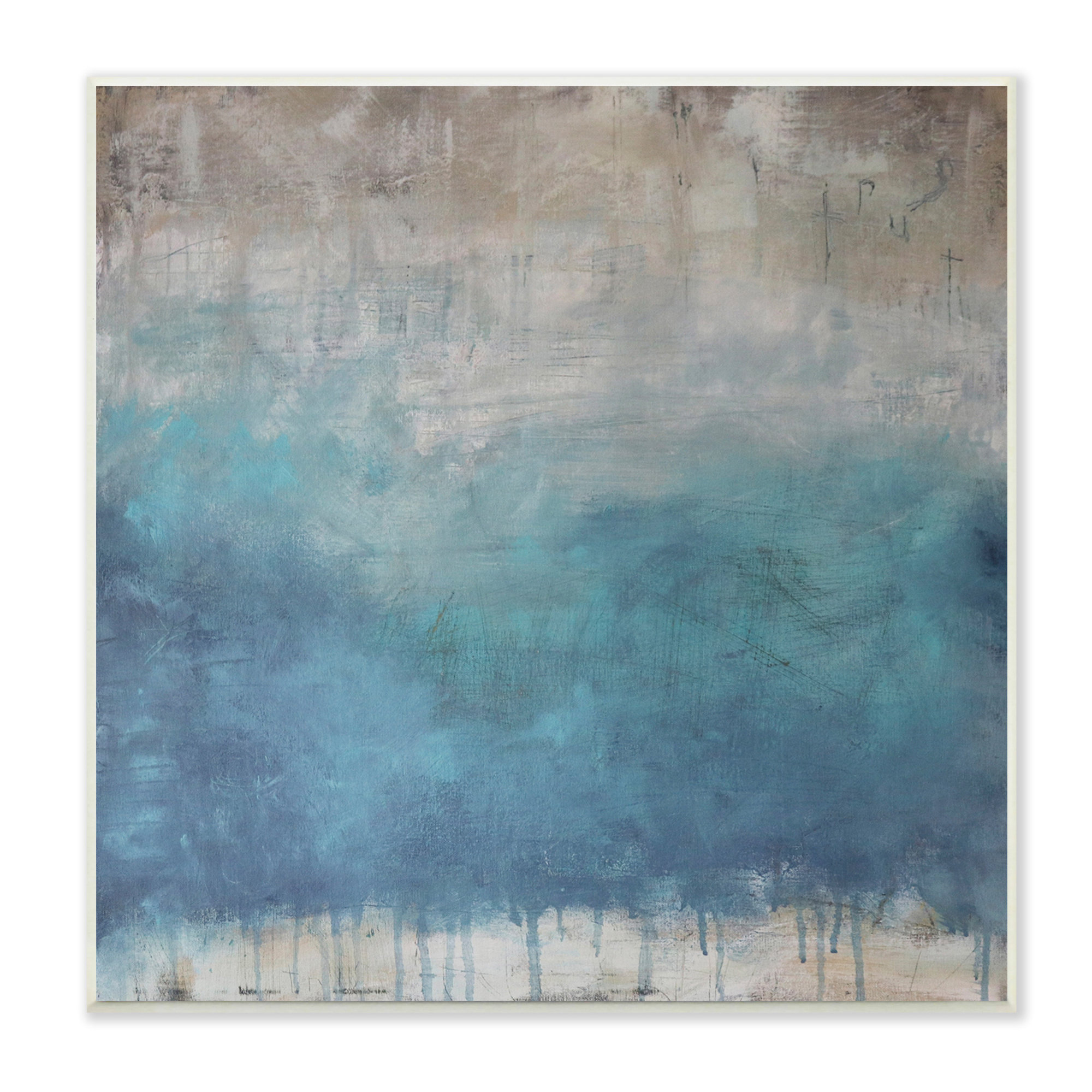 Stupell Industries " Paint Drip Hatched Blue Abstract Modern Ombre " by ...
