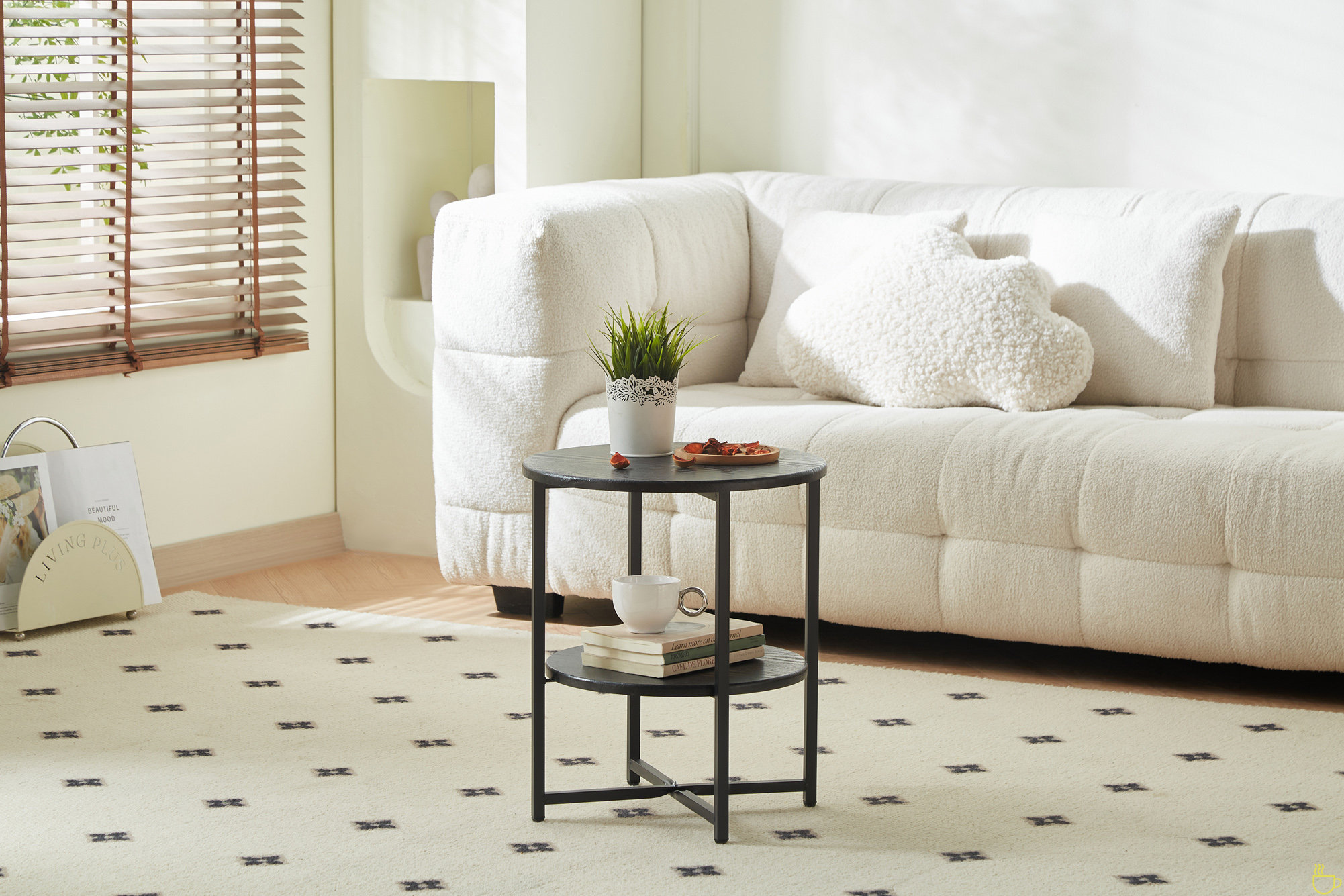 Latitude Run® Round Side Table,2 Tiers Farmhouse End Table,Accent Tables | Wayfair