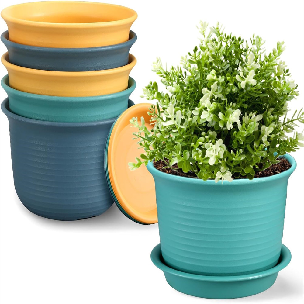 Ebern Designs 7 Inch Large Plant Pots, 6 Pack Flower Pots,Planters For ...