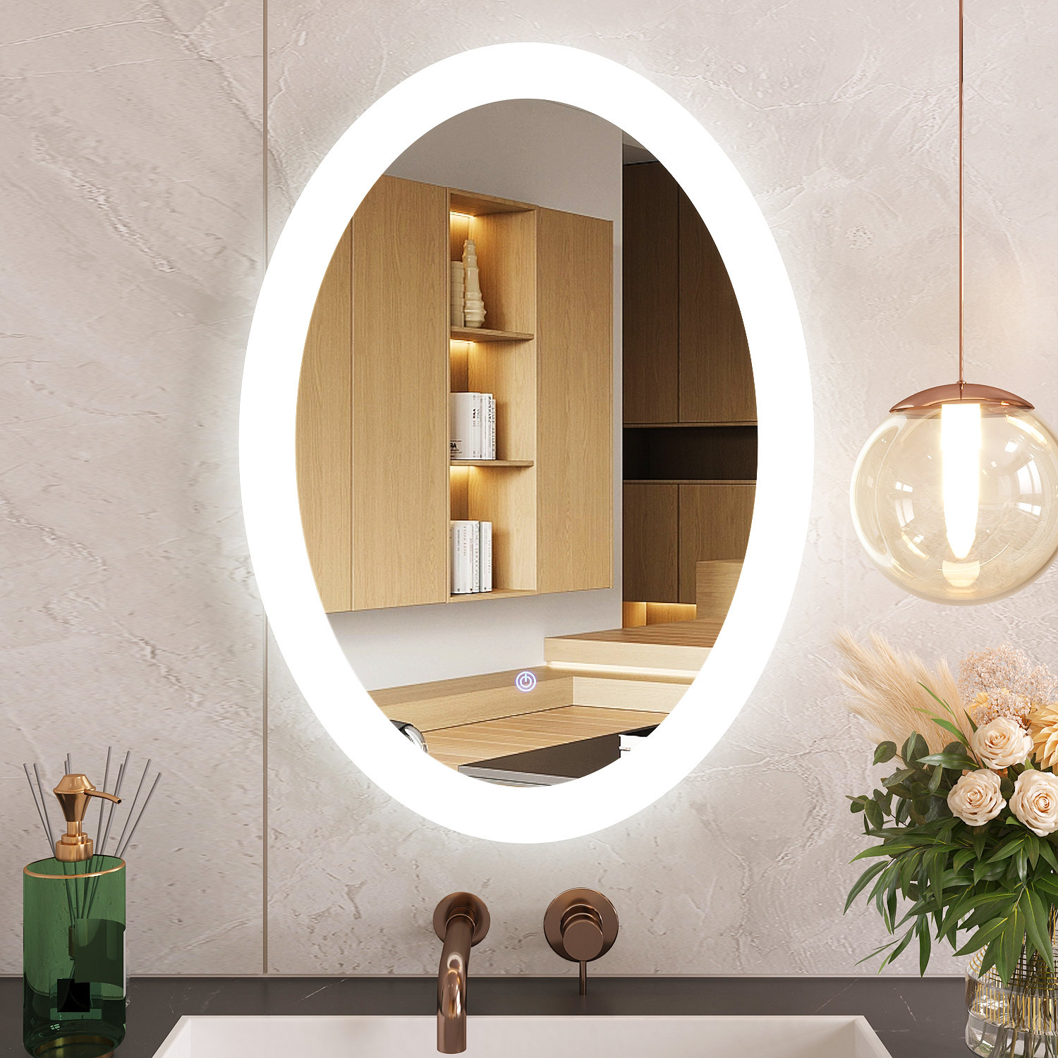Ivy Bronx Dinetta Oval LED with Anti-Fog, Dimmable and Brightness ...