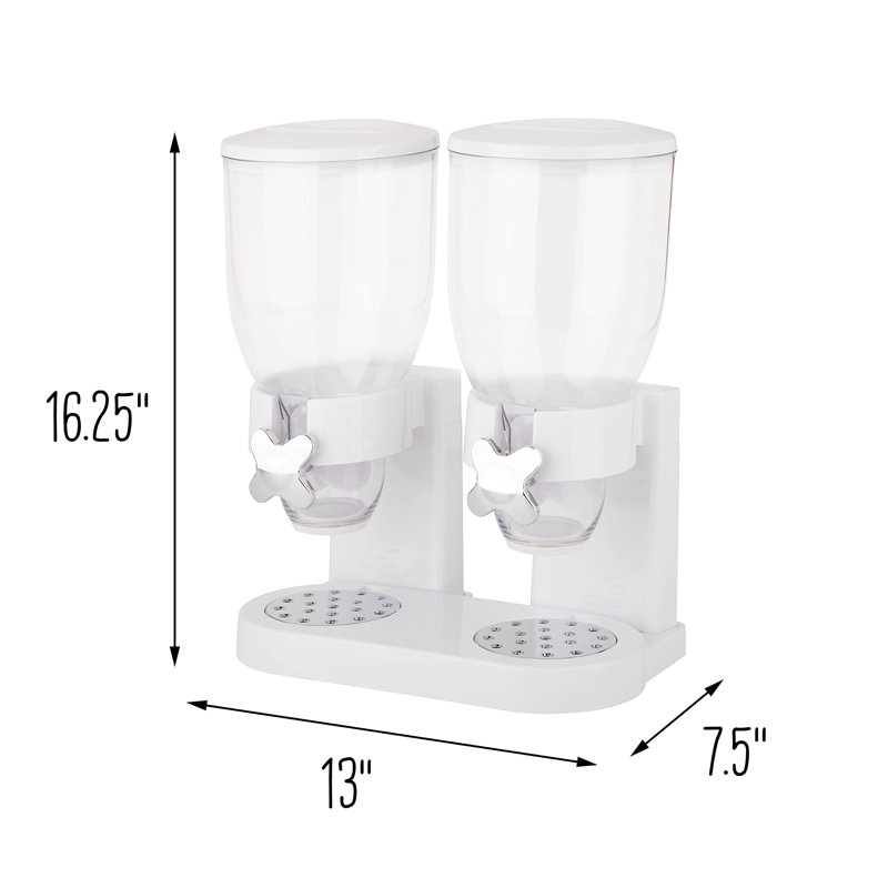 Prep & Savour Indispensable Dry Food Dispenser, Dual Control, White ...