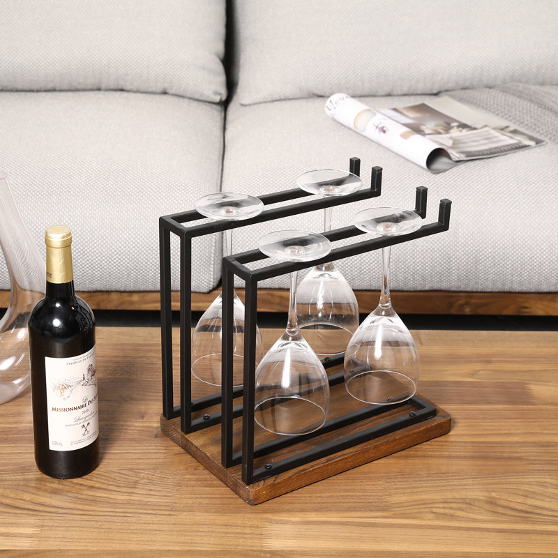 17 Stories Tabletop Wine Glass Rack in Black/Dark Brown & Reviews | Wayfair