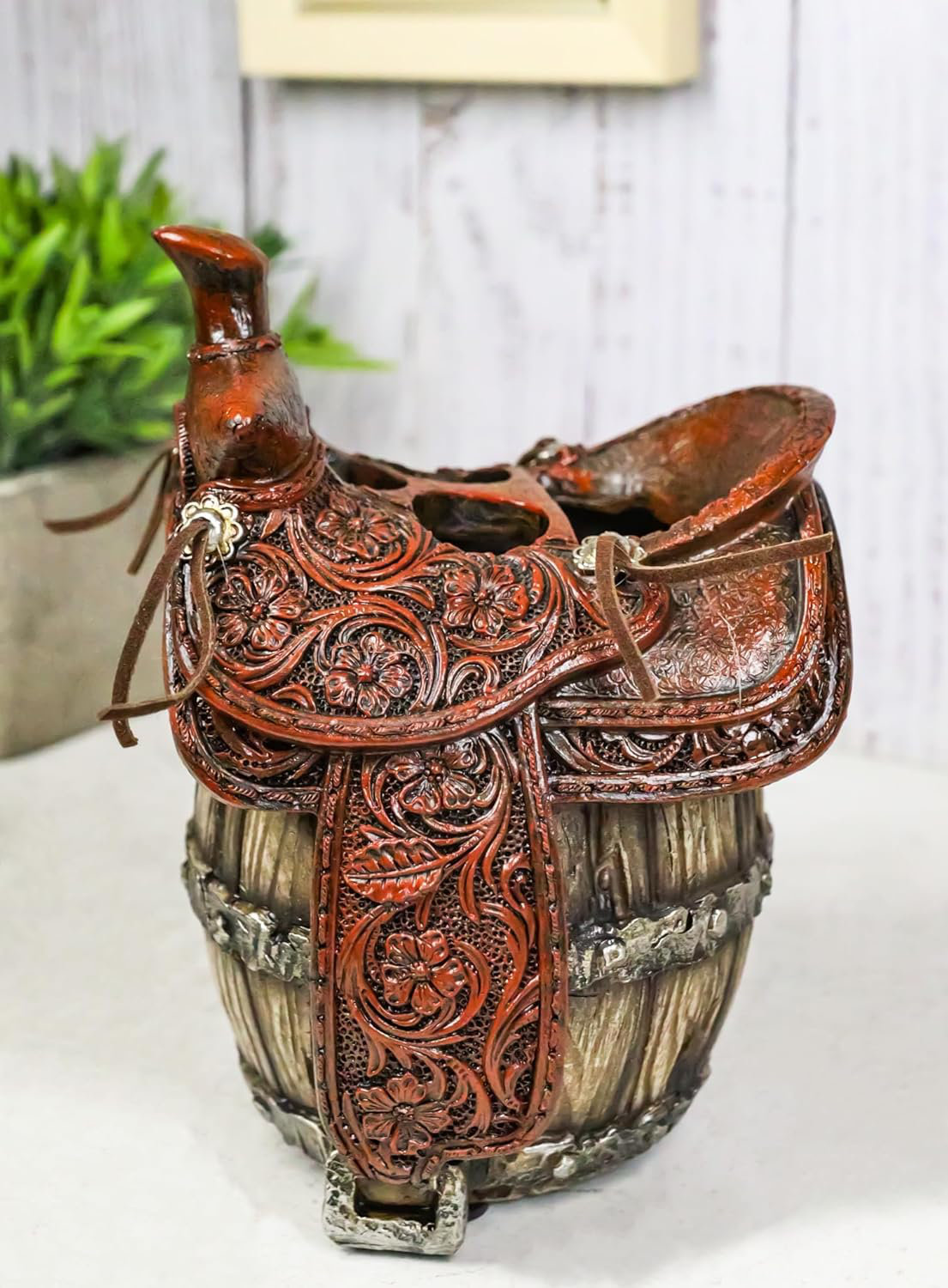 Millwood Pines Rustic Western Faux Leather Cowboy Horse Saddle On ...