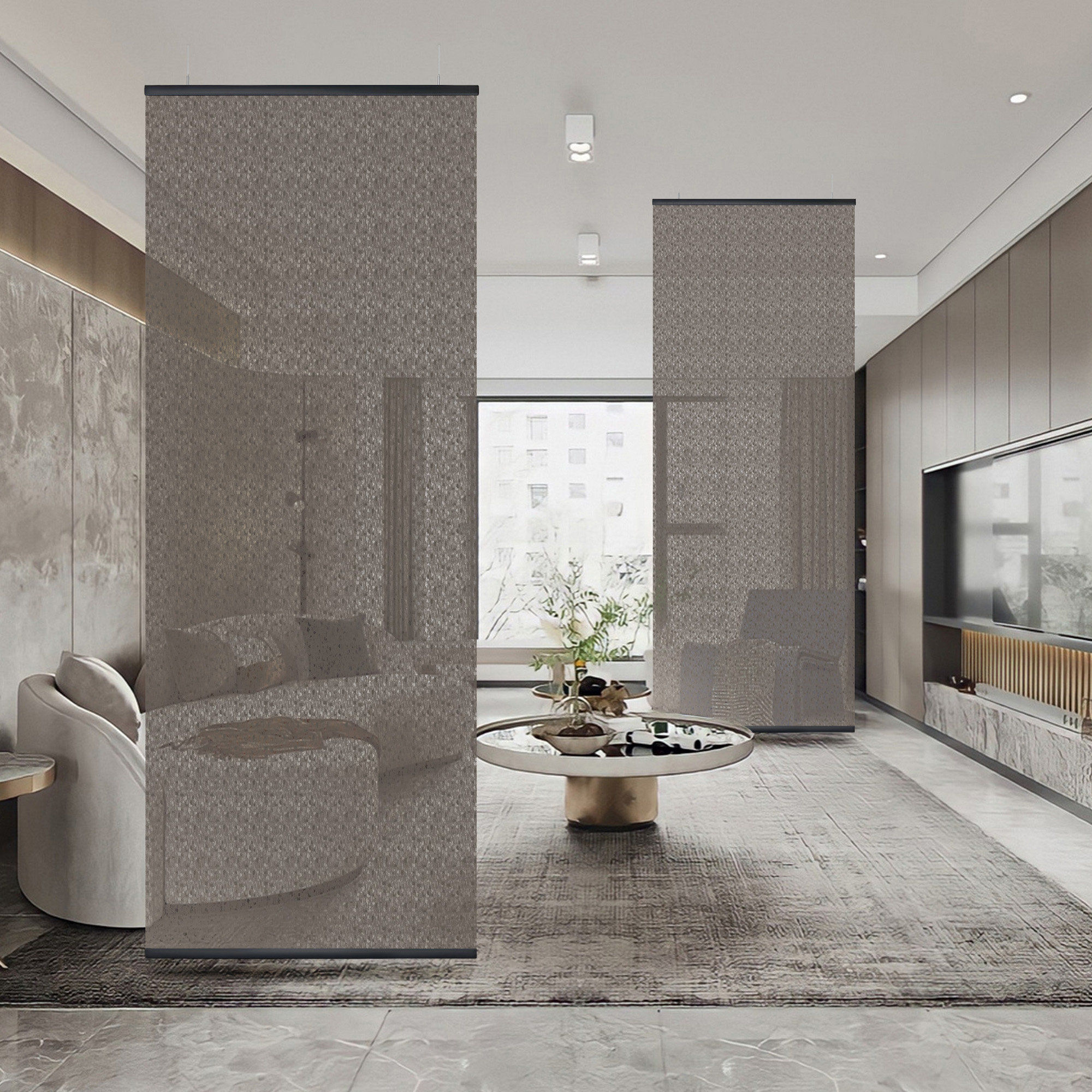 Ebern Designs Hanging Panel Divider, Sheer Privacy Room Partition ...