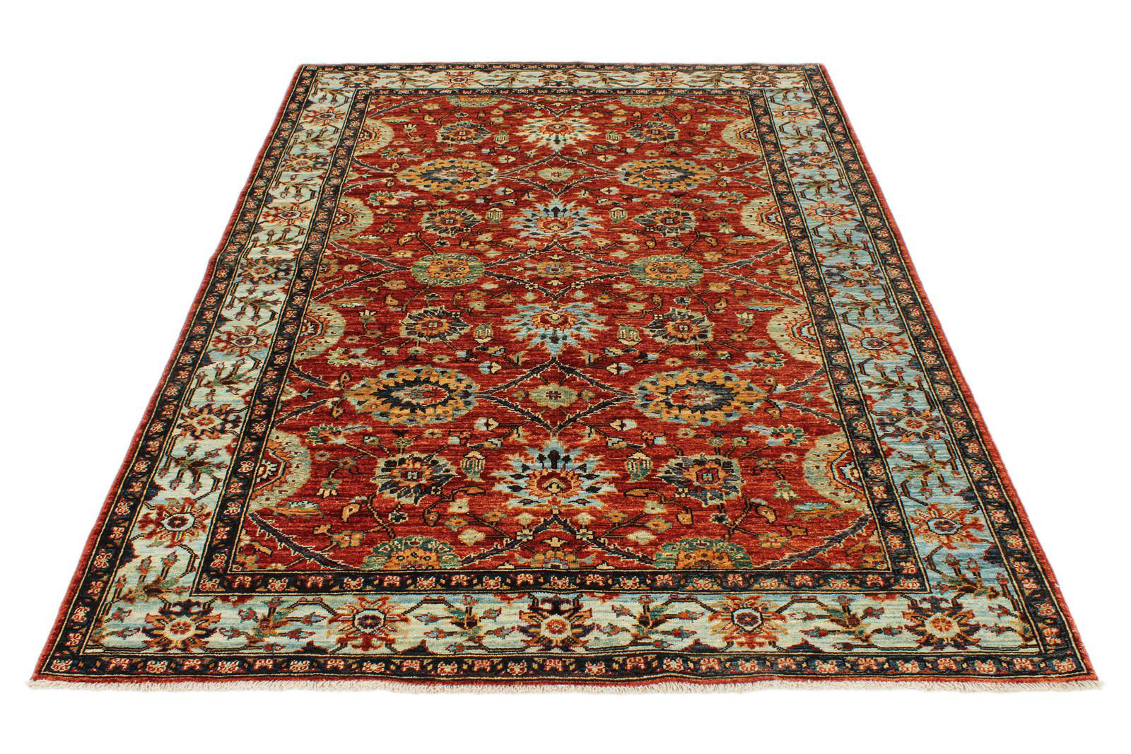 Home and Rugs 5x8 Rust and Blue Anatolian Traditional Rug | Wayfair