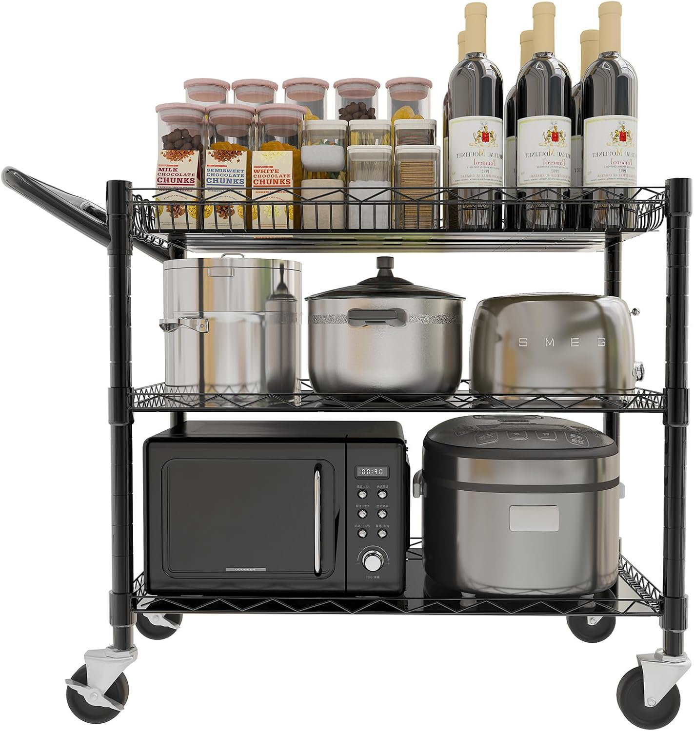 Anadea Chariots roulants avec roulettes, chariot à 3 niveaux avec ...