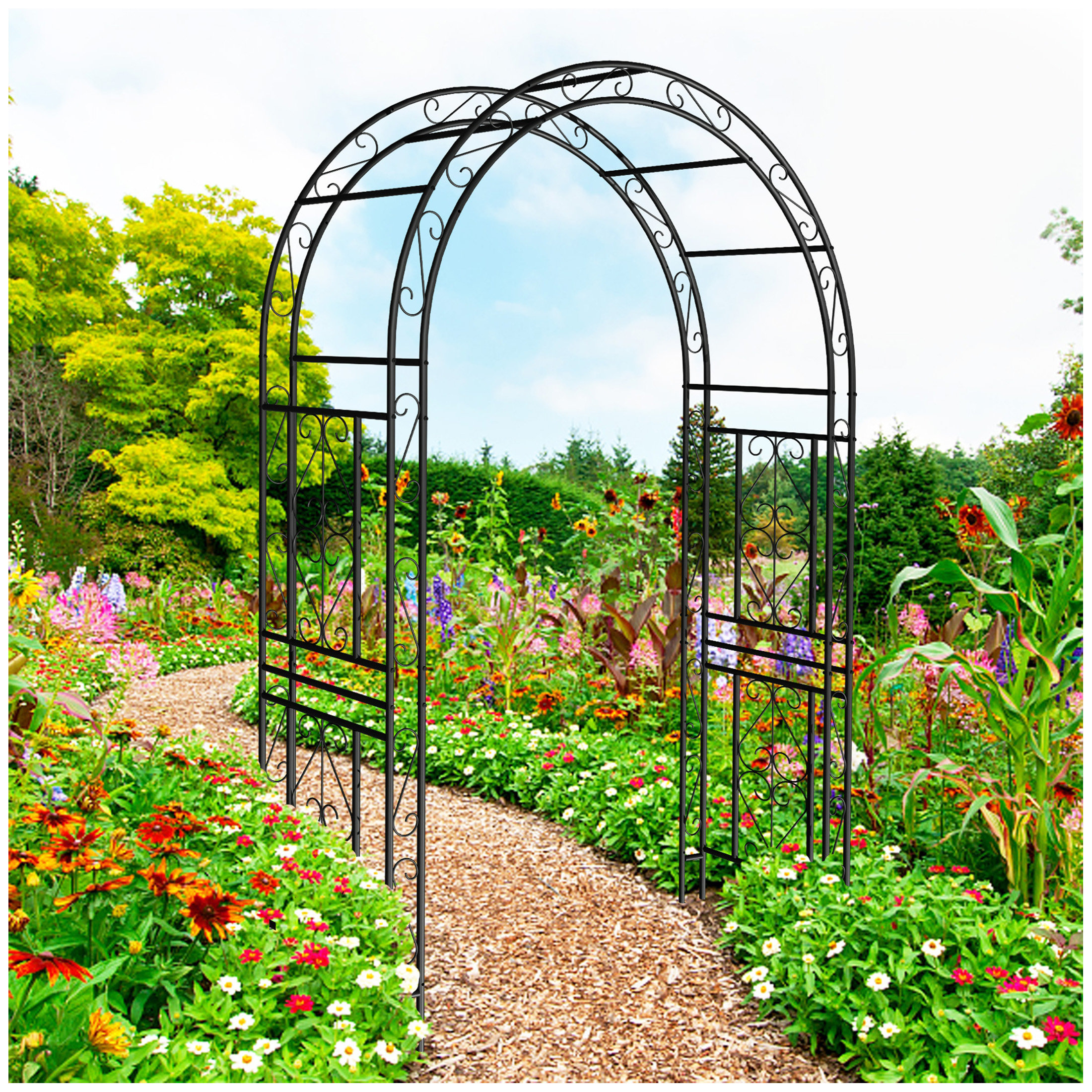 Lark Manor™ Metal Garden Arch Climbing Plants Support Rose Arch Outdoor ...