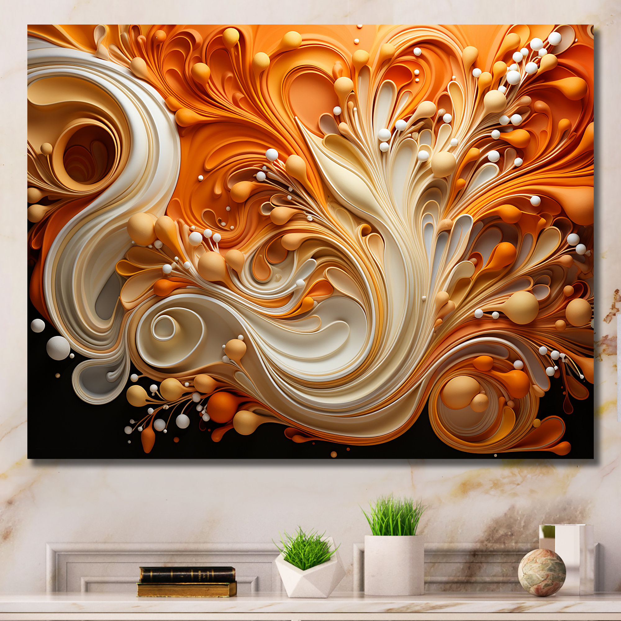 Wade Logan® Abstract Coffee Fluid Flames - Abstract Shapes Canvas ...