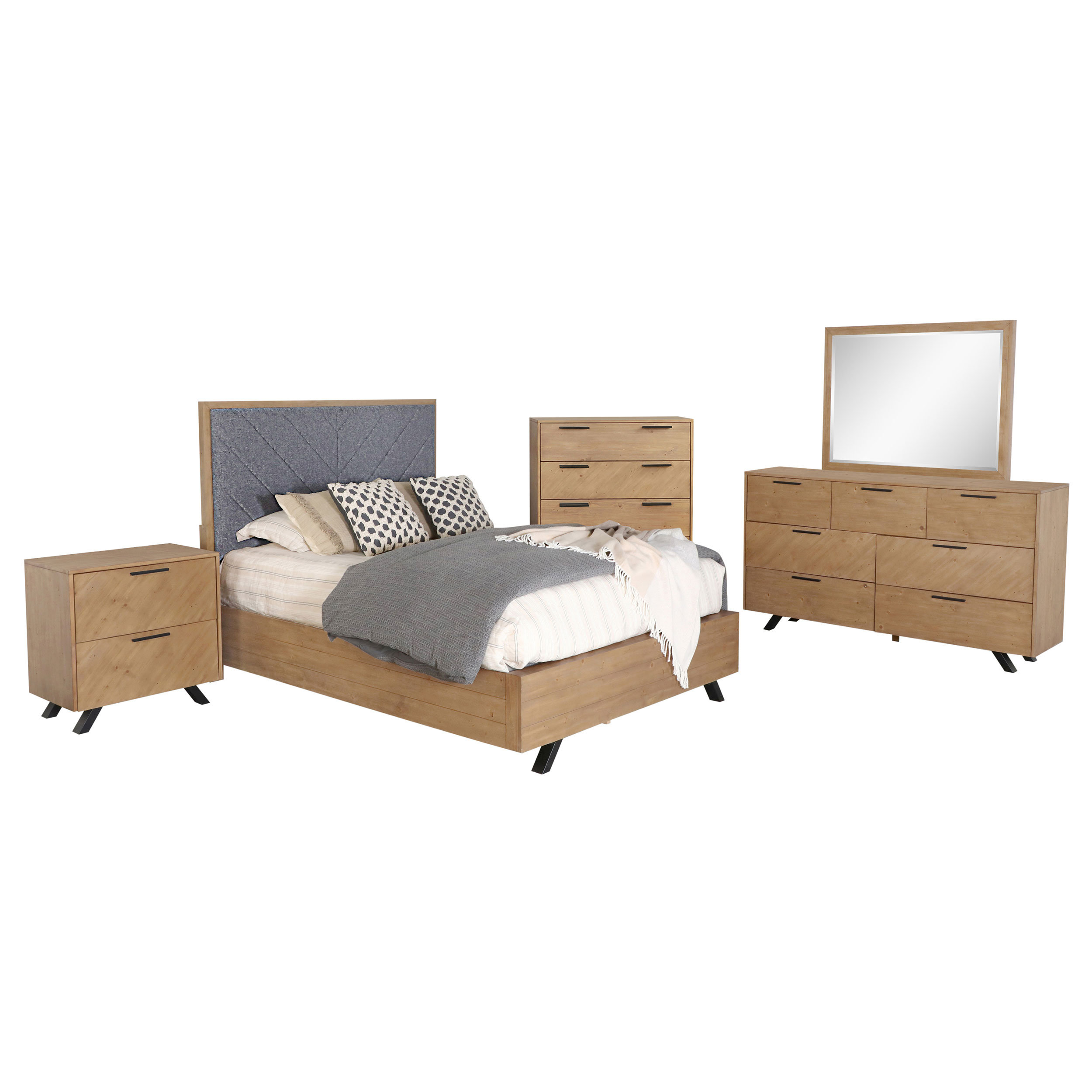 Corrigan Studio® Taylor 5-Piece Queen Bedroom Set Light Honey Brown ...
