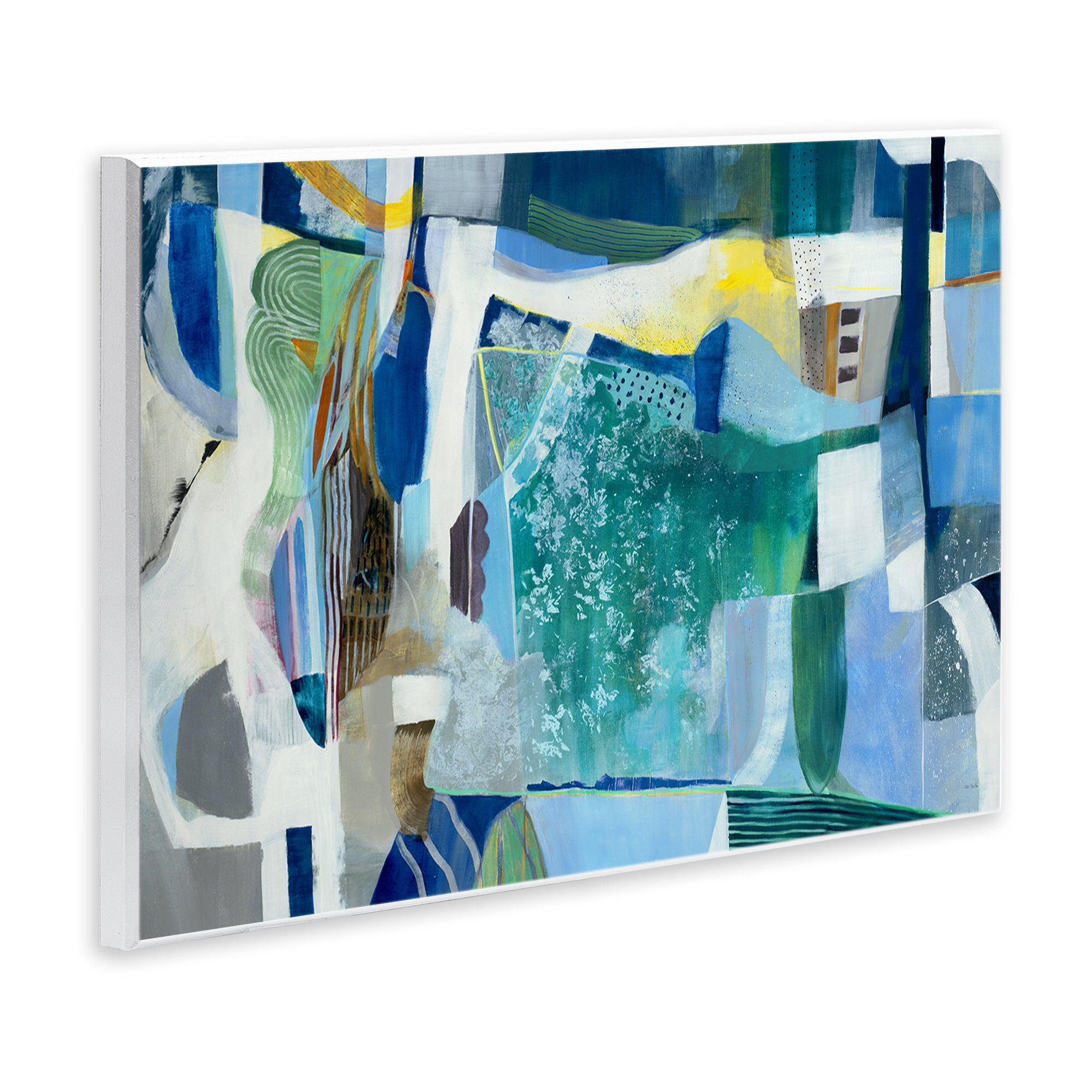 Dakota Fields Blue Tone Eclectic Abstract Wall Plaque, design by Jill ...
