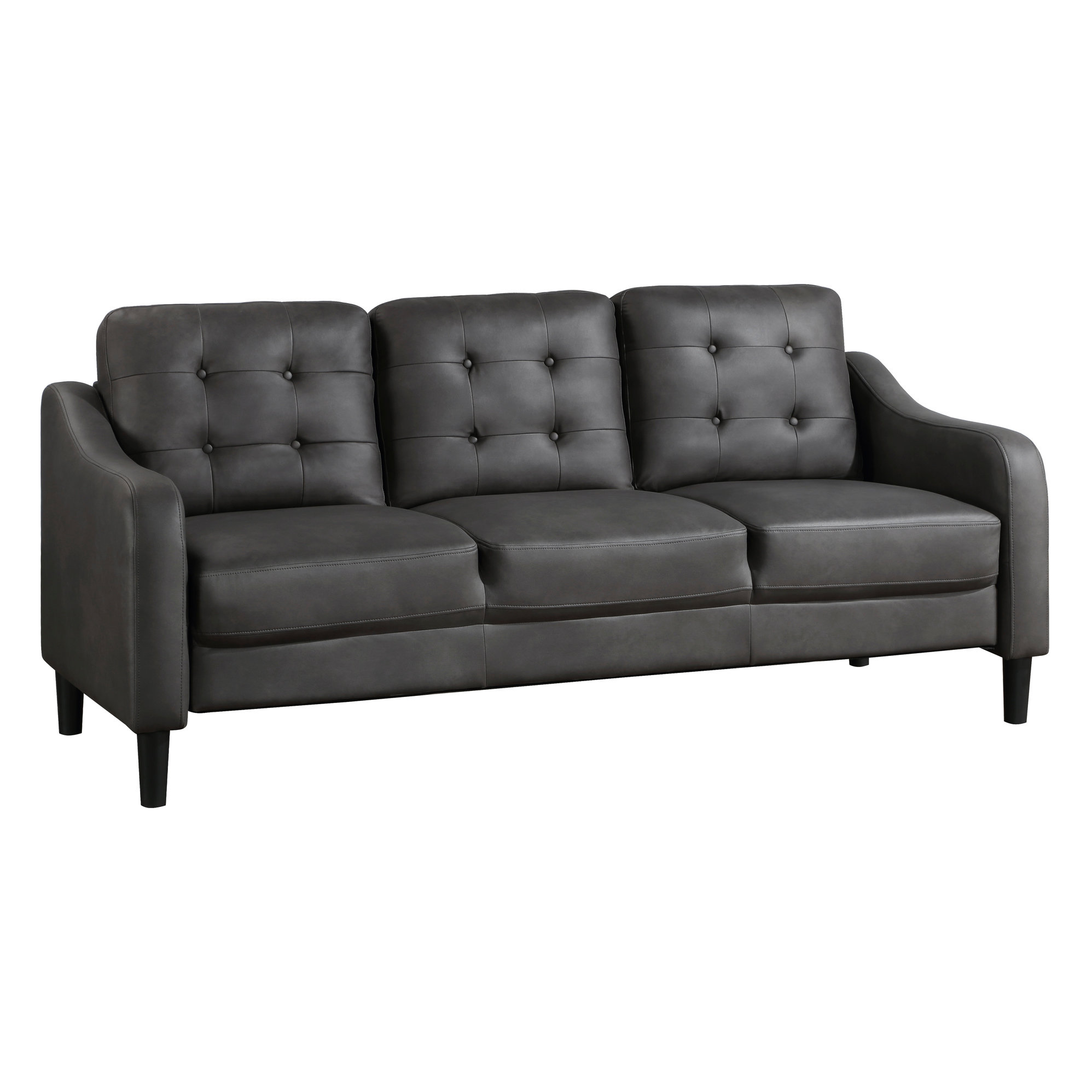 Latitude Run® Living Room Gray Microfiber Couch With Button Details And ...