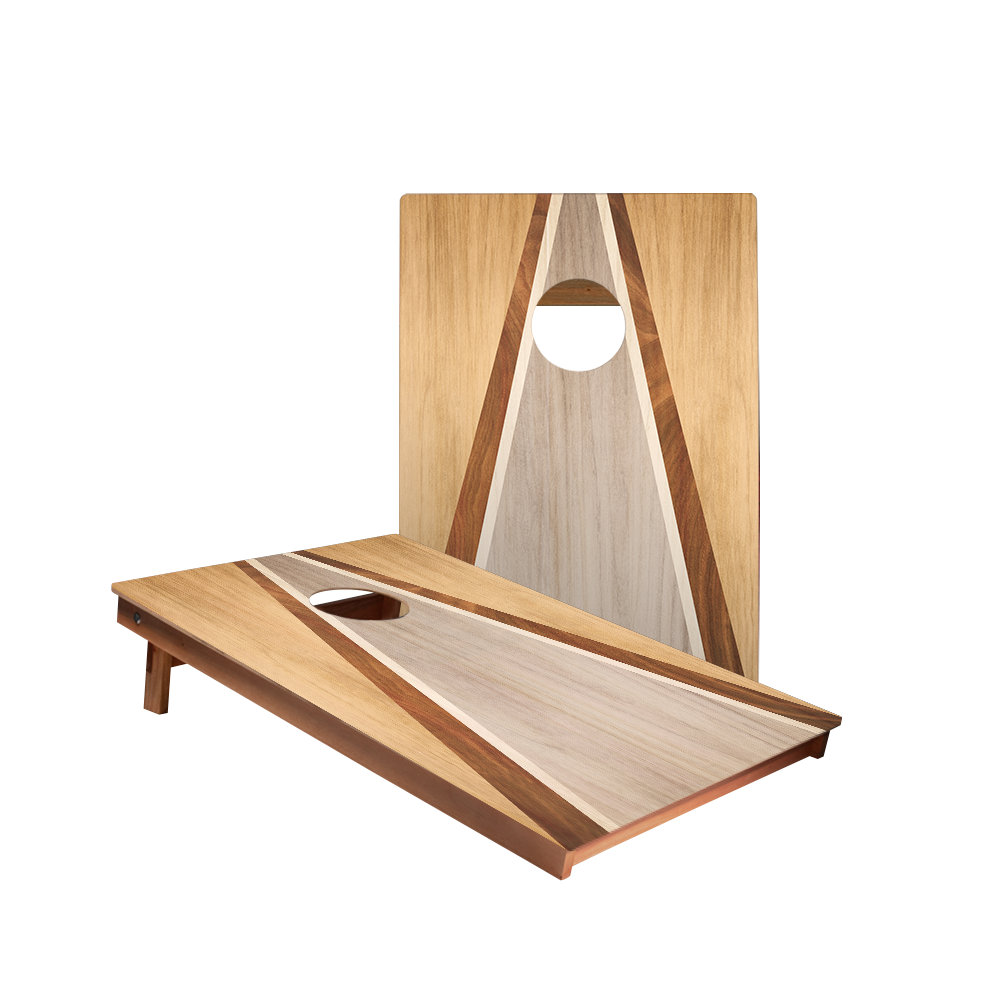 The American Cornhole Association Natural & Gray Wood Triangle Backyard ...