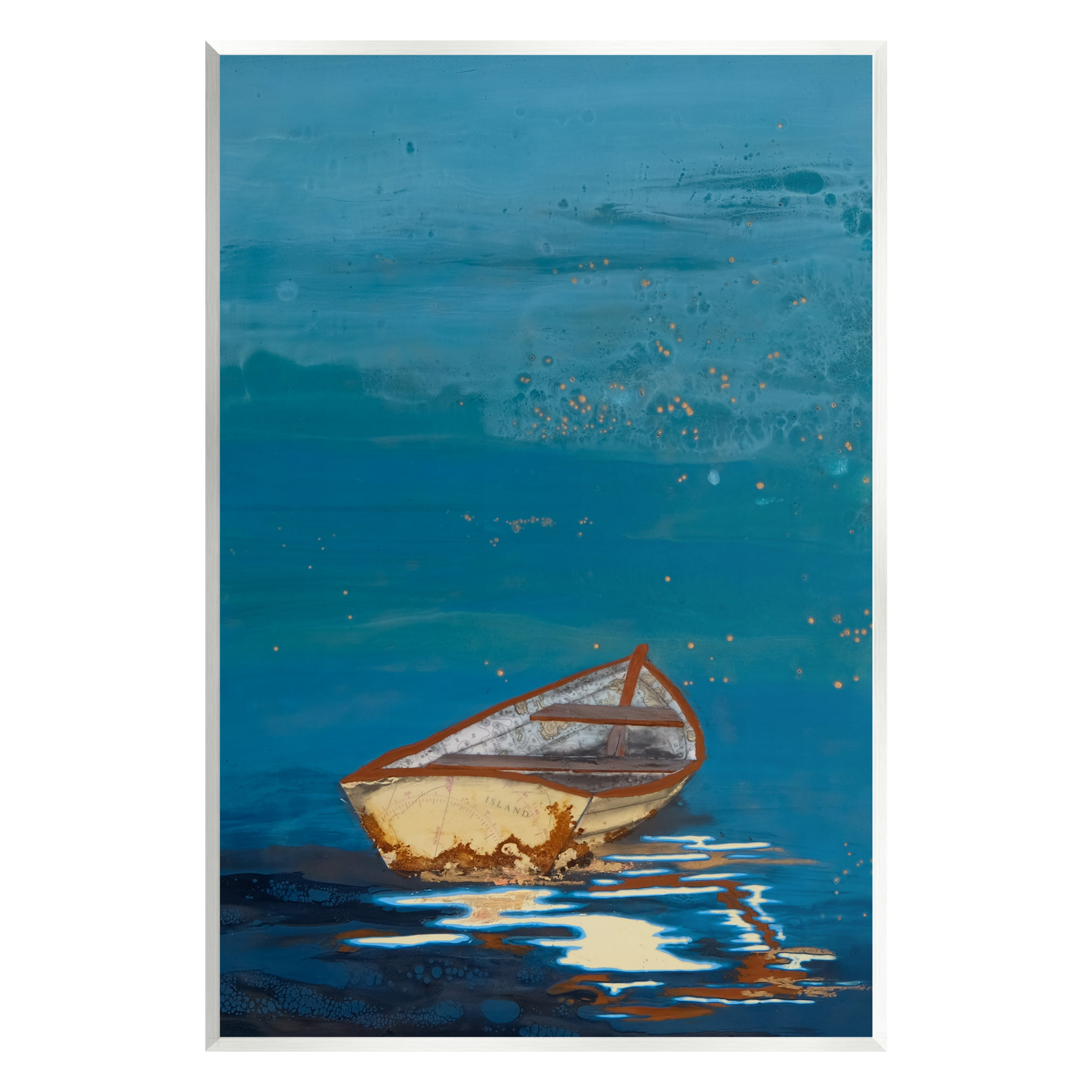 Stupell Industries " Single Boat Ocean Surface Layered Marine Collage ...