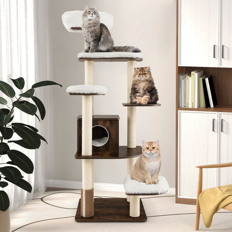 Archie & Oscar™ 71" Chatteris Wooden Cat Tree & Reviews | Wayfair