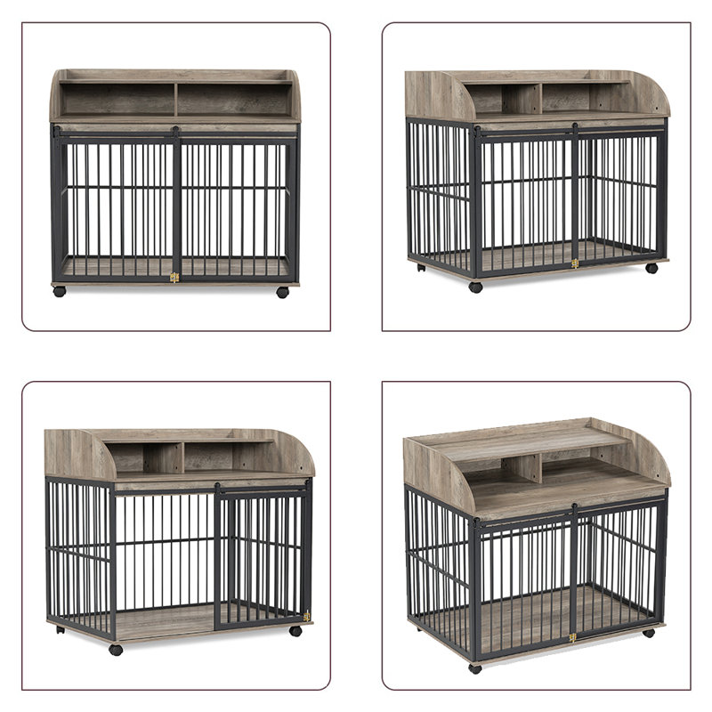 Tucker Murphy Pet™ 44"W Large Dog Crate Furniture With Lockable Wheels ...