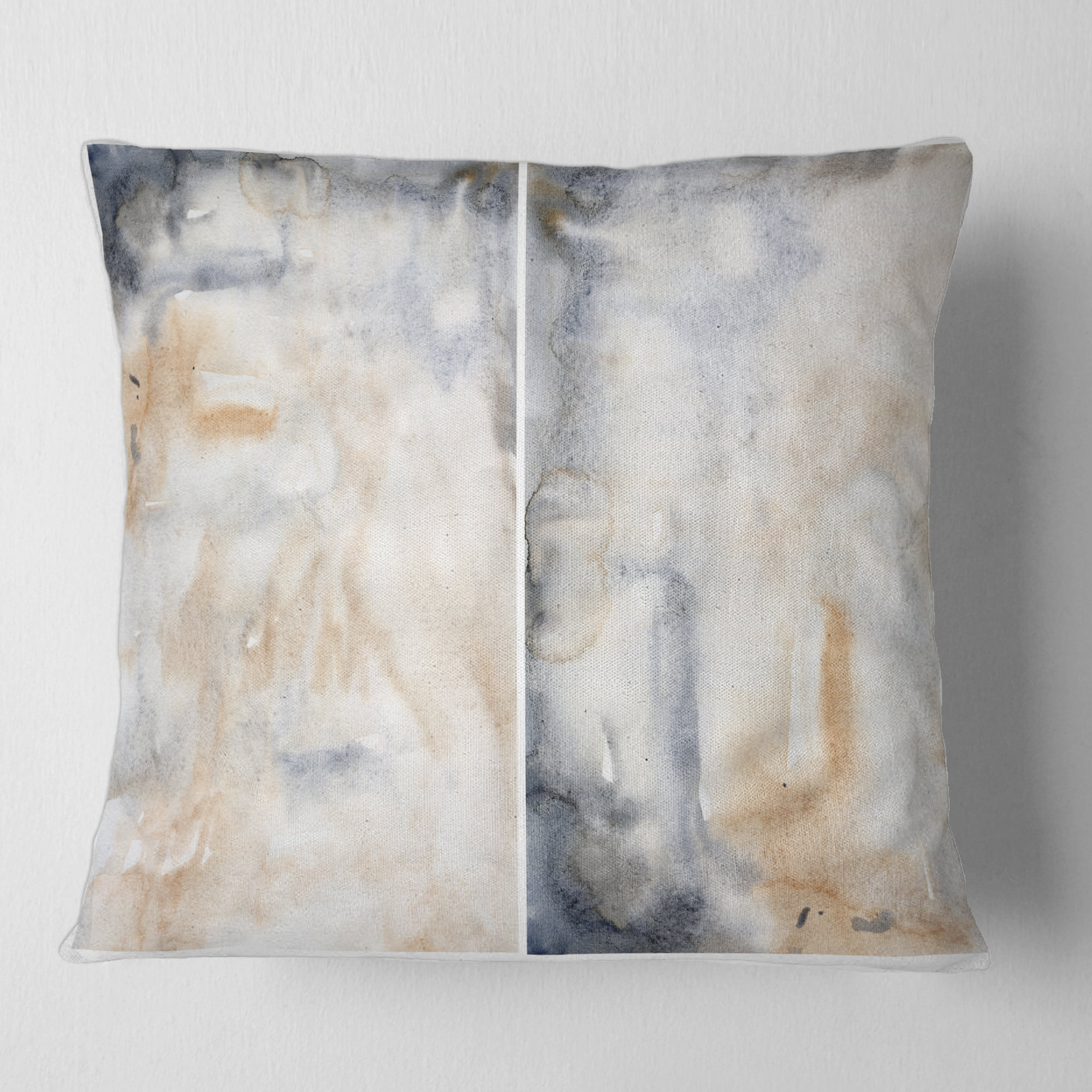 Design Art Paste Abstract With Dark Blue and Beige - Modern Printed Throw Pillow | Wayfair