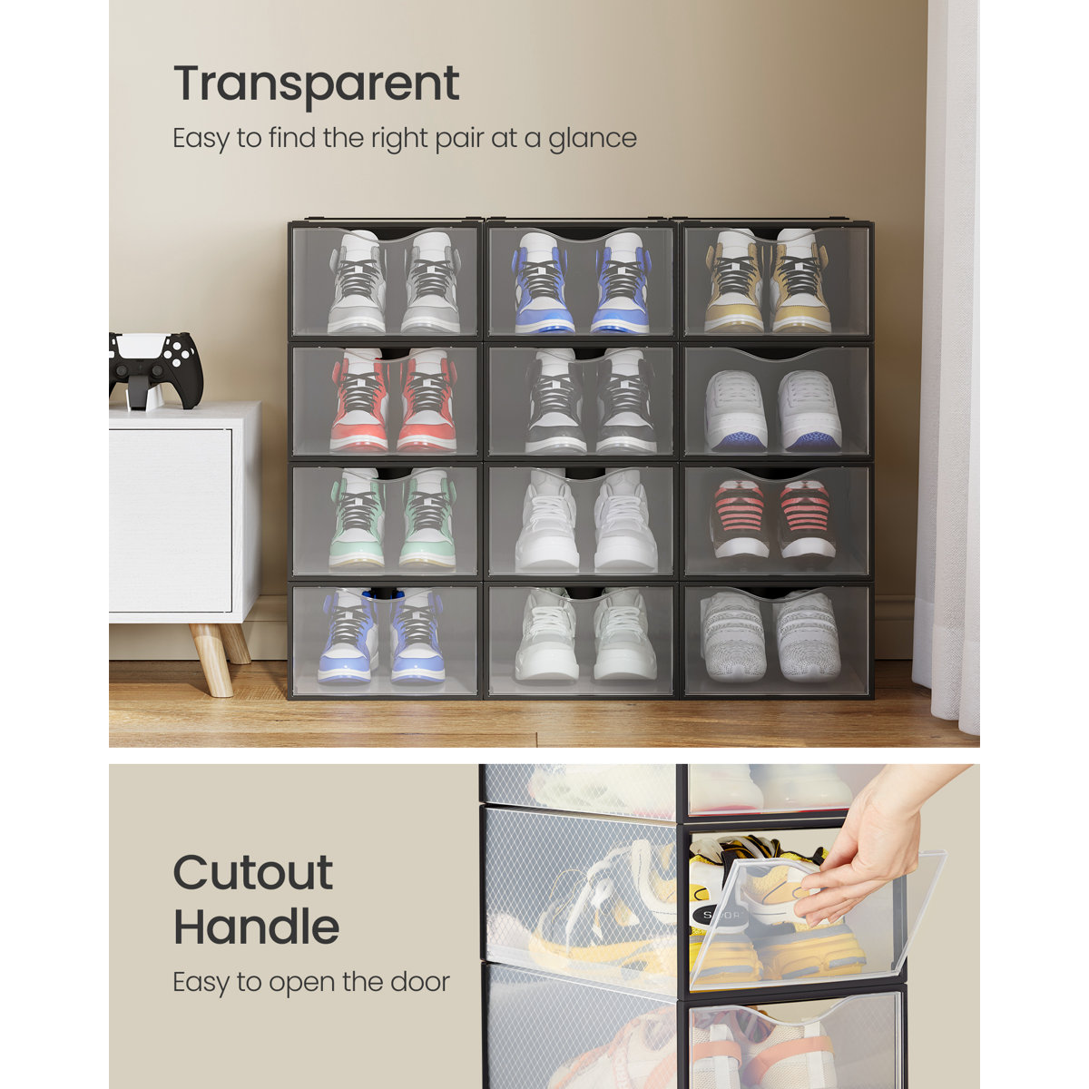 Rebrilliant Clear Shoe Boxes, Set Of 12 Shoe Storage Organsiers ...