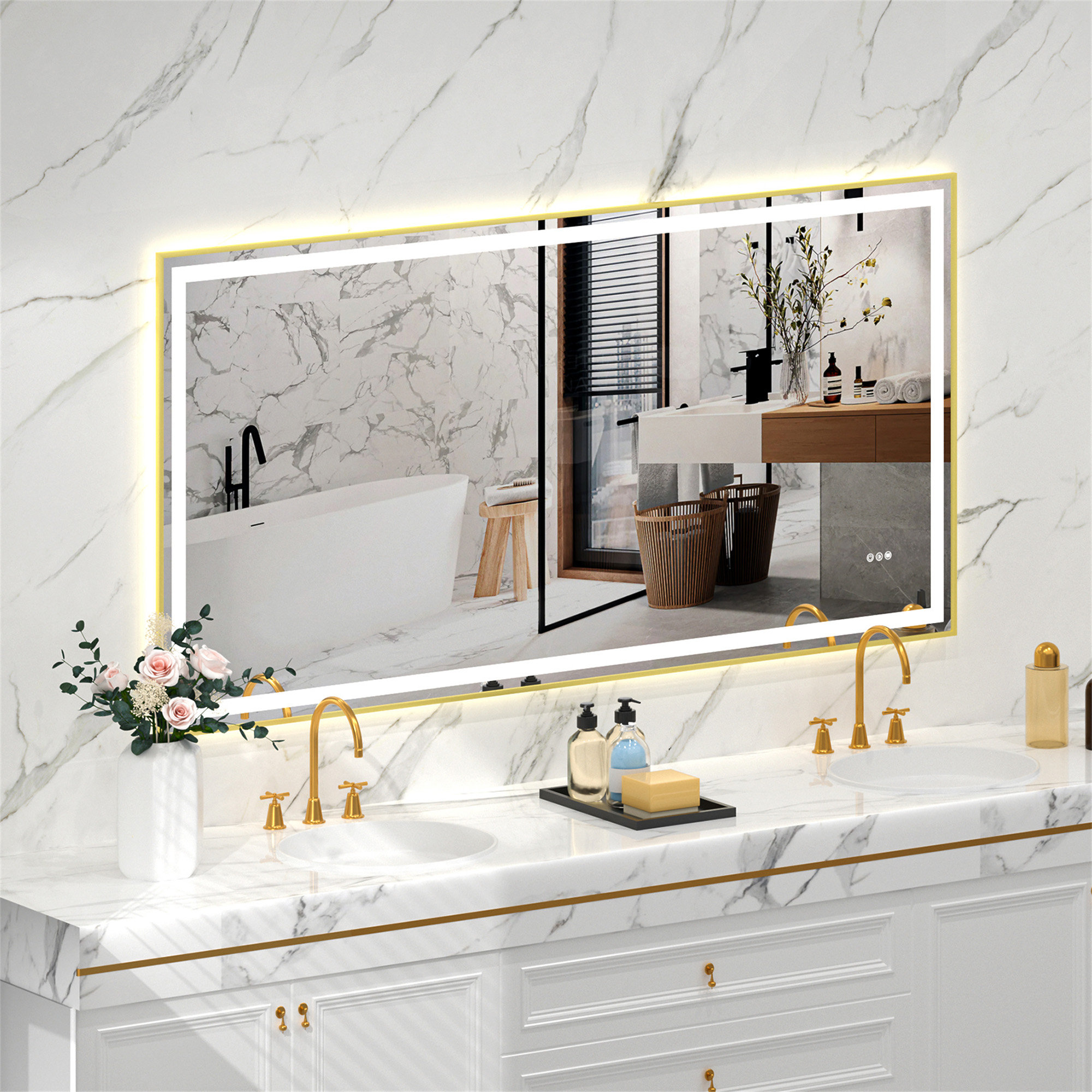 Wrought Studio™ Gold Eco-Friendly Silver Mirrordual LED Light ...