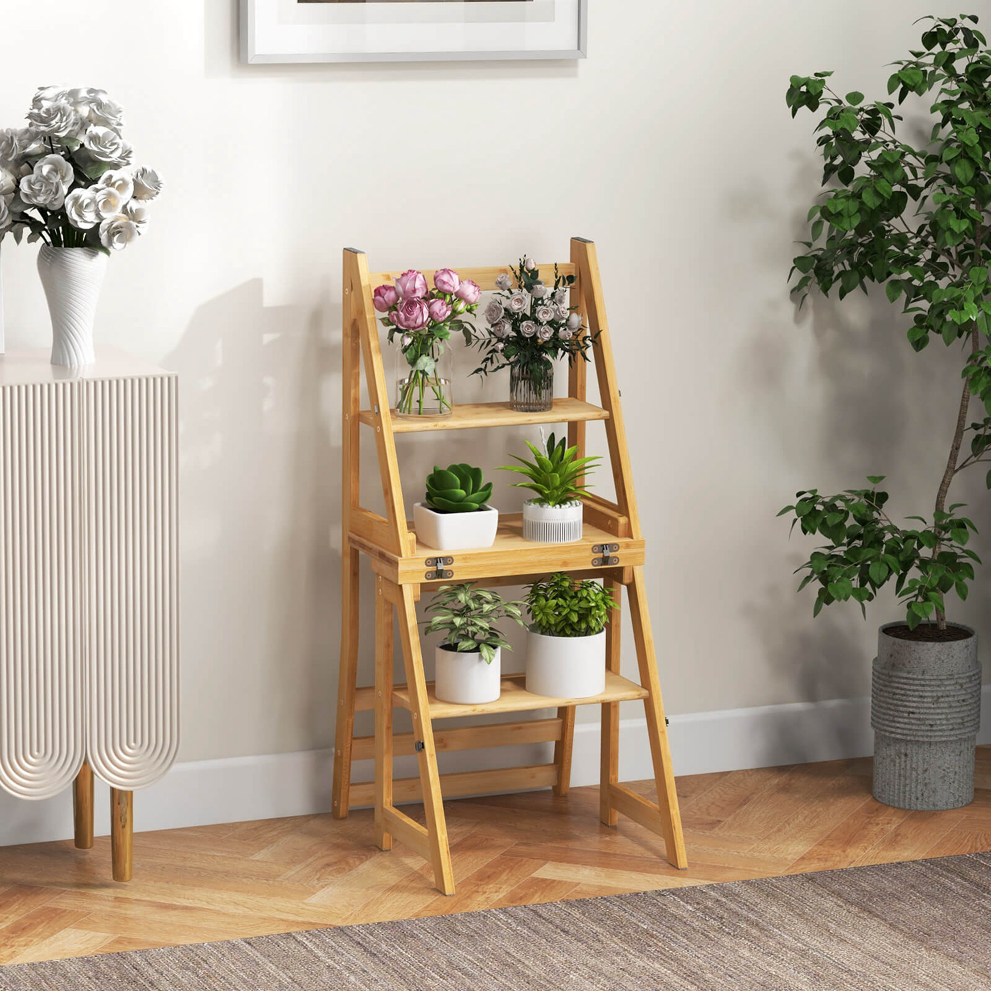 Lark Manor 3-step Folding Step Ladder Chair With Bamboo Frame ...