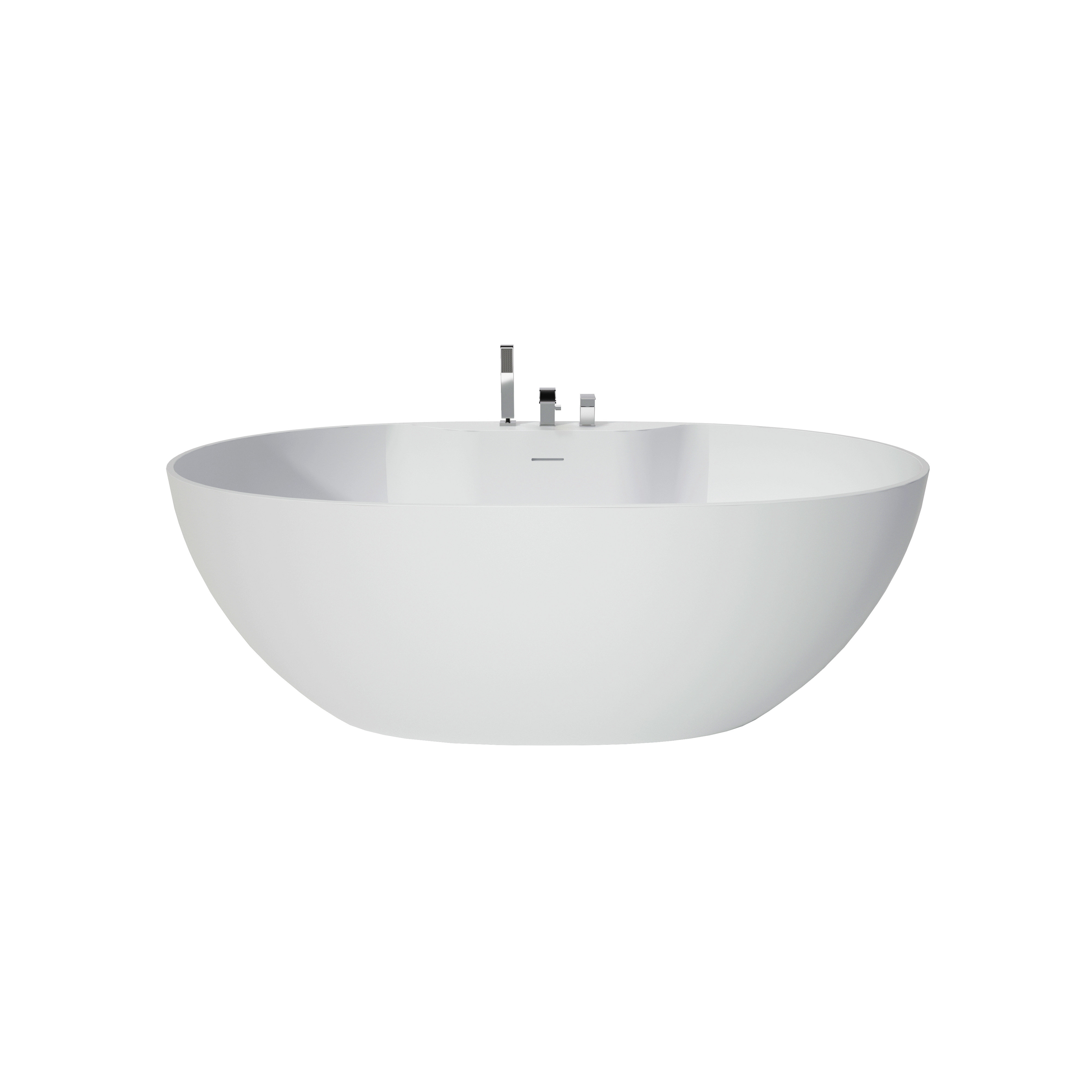 SHANRUGUOJI 63" Premium Solid Surface Deep Soaking Bathtub With Three ...