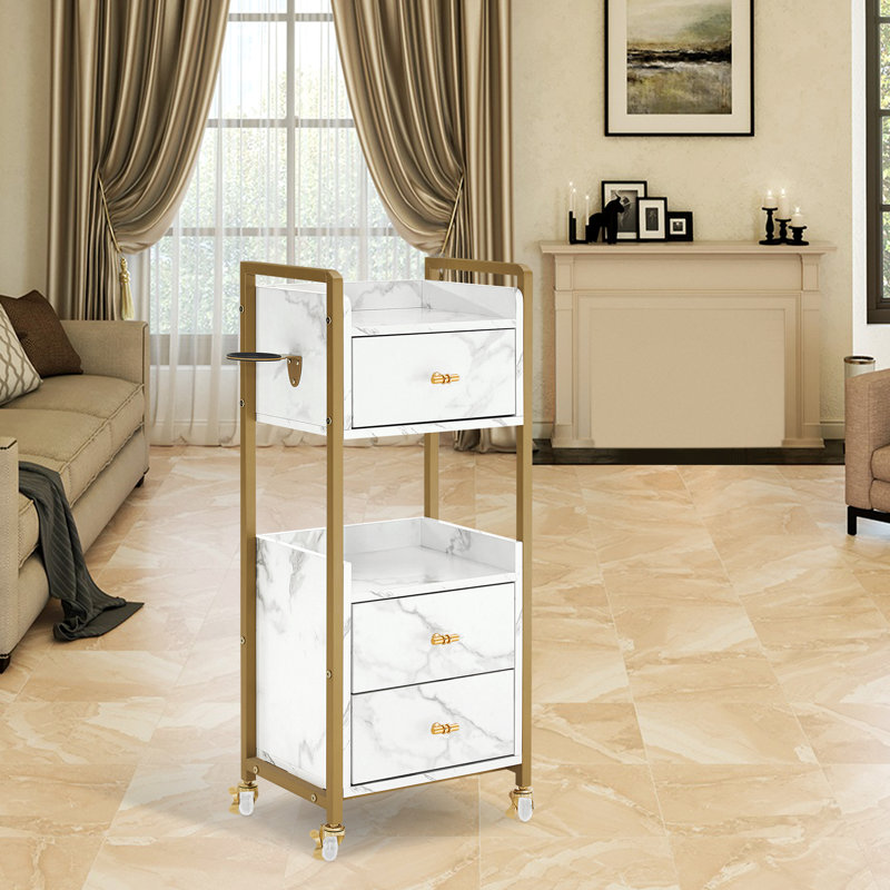 BarberPub Utility Cart with Hair Dryer Holder and Locking Wheels for ...