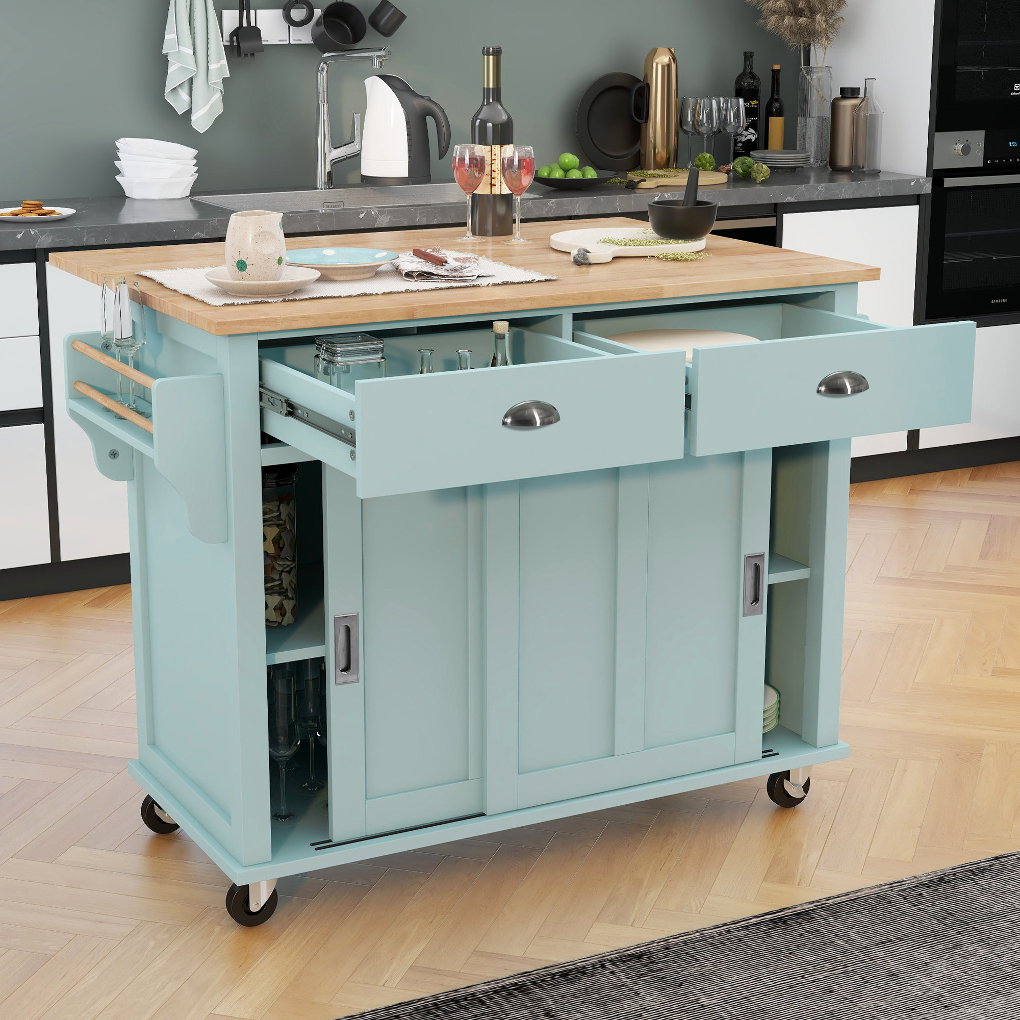 Lark Manor™ Kitchen Cart With Drop-Leaf Countertop | Wayfair