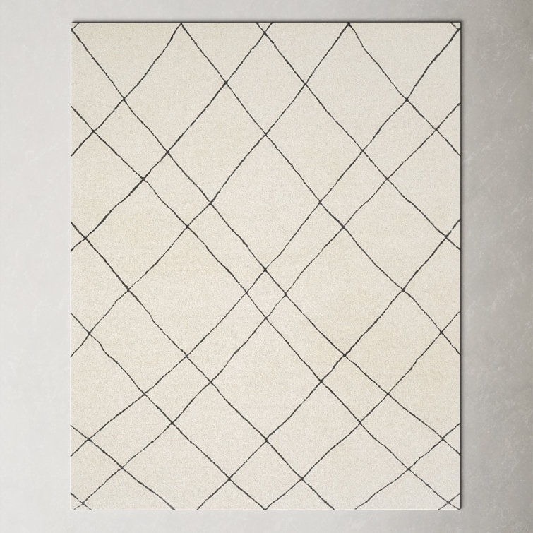 AllModern Seaton Geometric Handmade Tufted Wool Black/Cream Area Rug ...