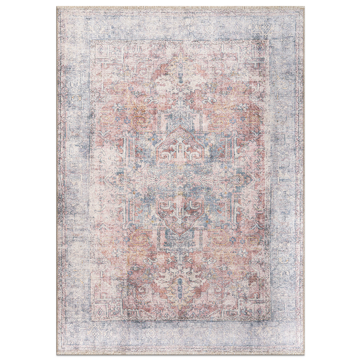 Bungalow Rose Vintage Transitional Boho Machine Washable Area Rug ...