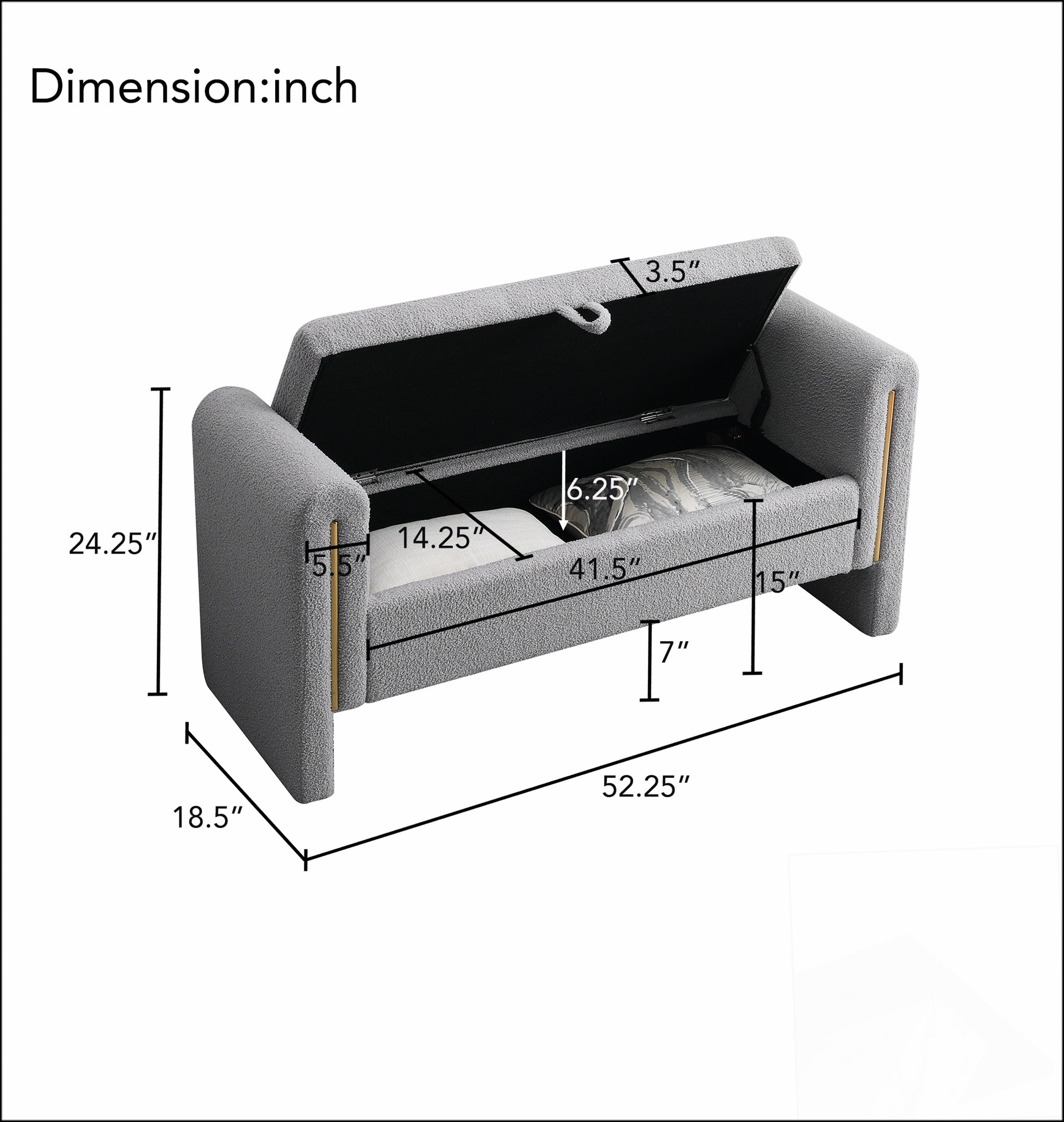 Ebern Designs Modern Teddy Bed End Bench with Arms and Storage ...