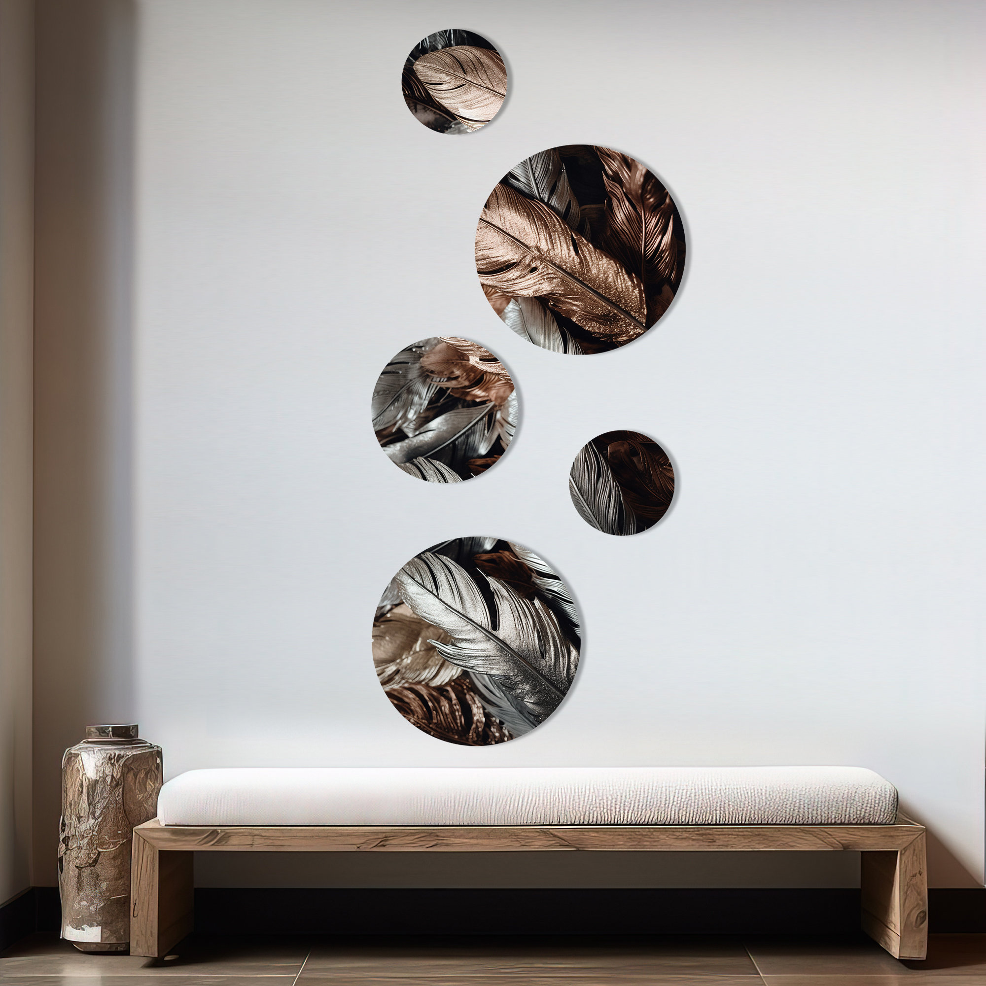 Design Art Silver and Rosegold Expressions of Freedom - Boho Feather ...