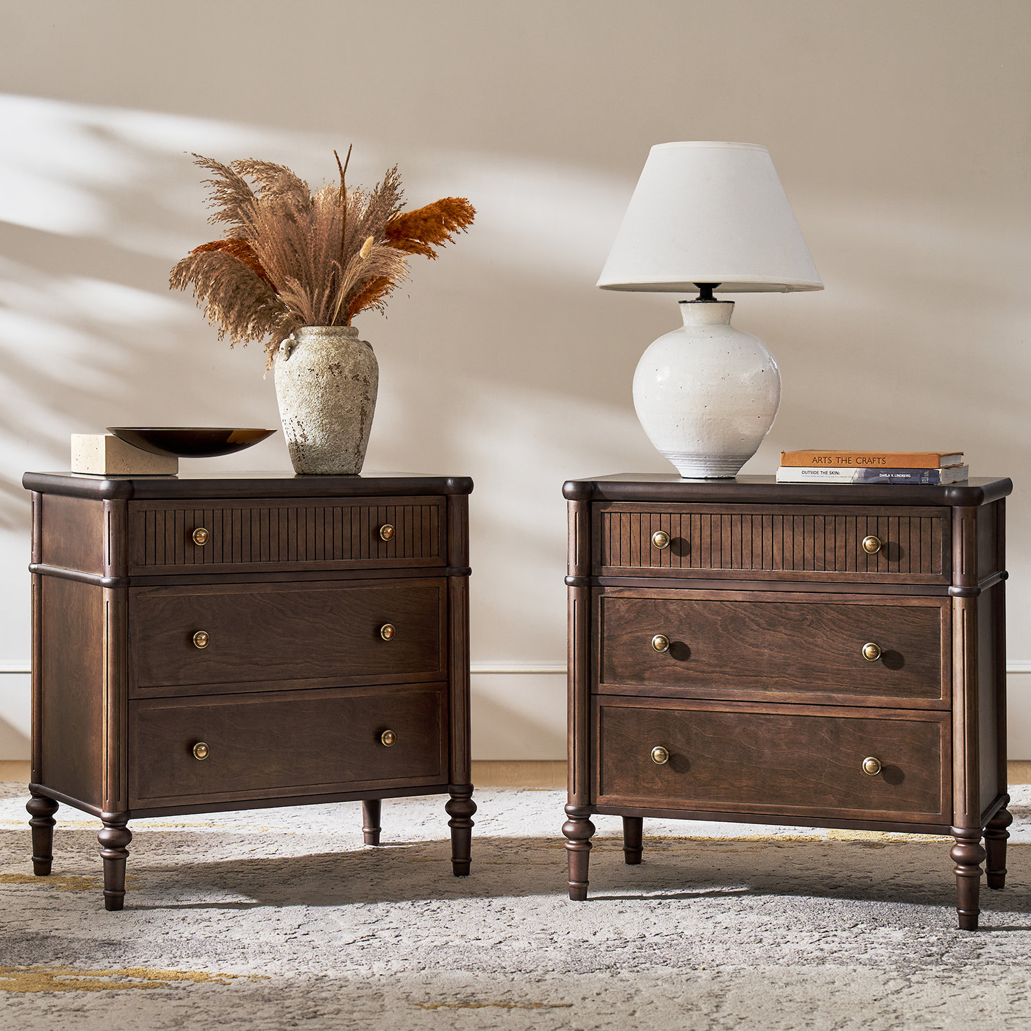 Canora Grey Kaybri Transitional 28"W 3-Drawer Nightstand with Built-In ...